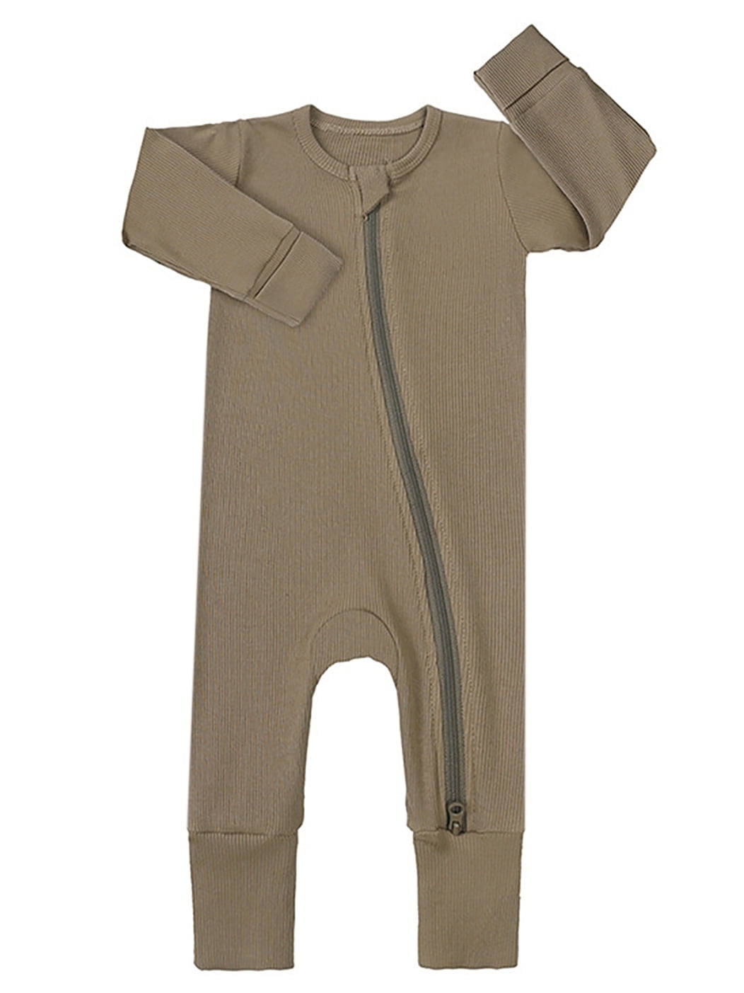 ENFLASH Unisex Baby 2 Way Zipper Footless Pajamas Ribbed Bamboo Viscose ...