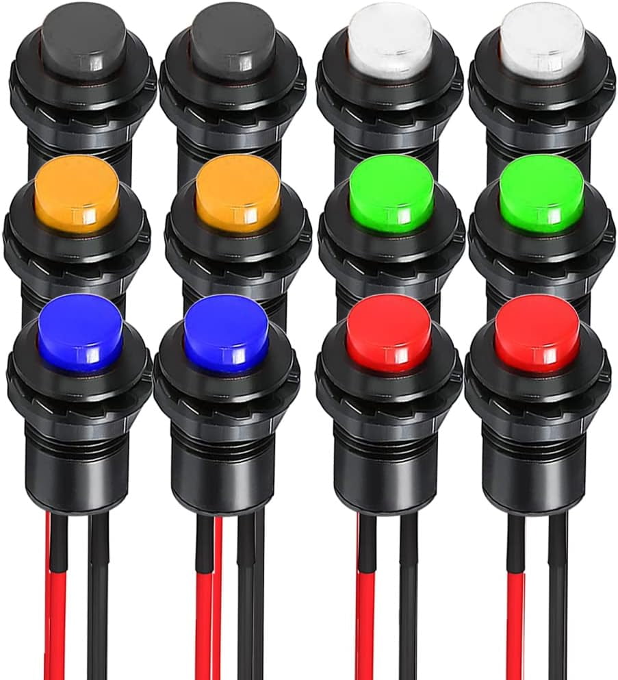 ENFOURCLASS 12mm Momentary Push Button Switch (24-Pack) SPST ON/Off AC ...