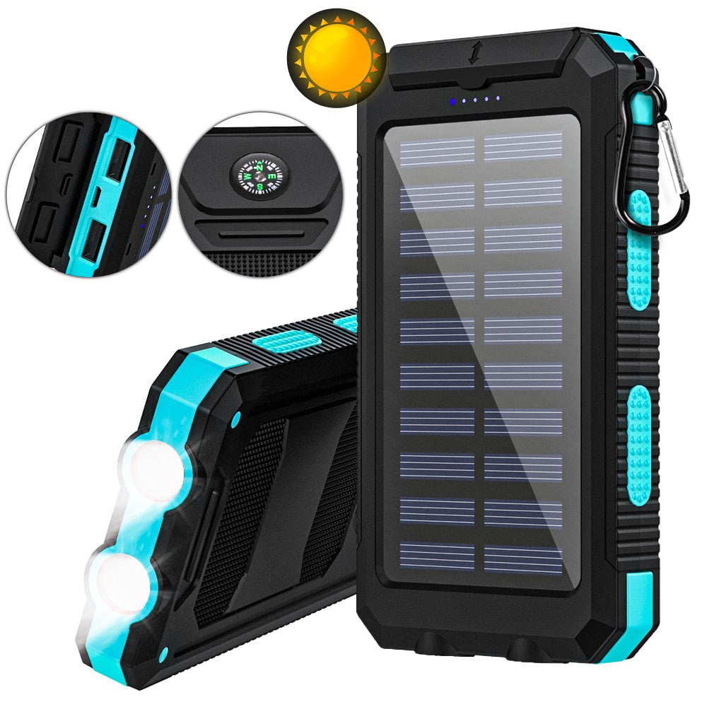 ENFOURCLASS 30000mAh Solar Power Bank with Dual USB Ports, LED Light ...