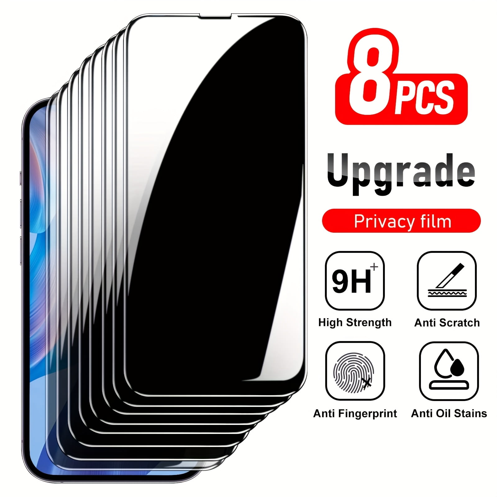 ENFOURCLASS 8-Pack Privacy Tempered Glass for iPhone X to 16 Pro Max - 360° Anti-Spy Protection ...