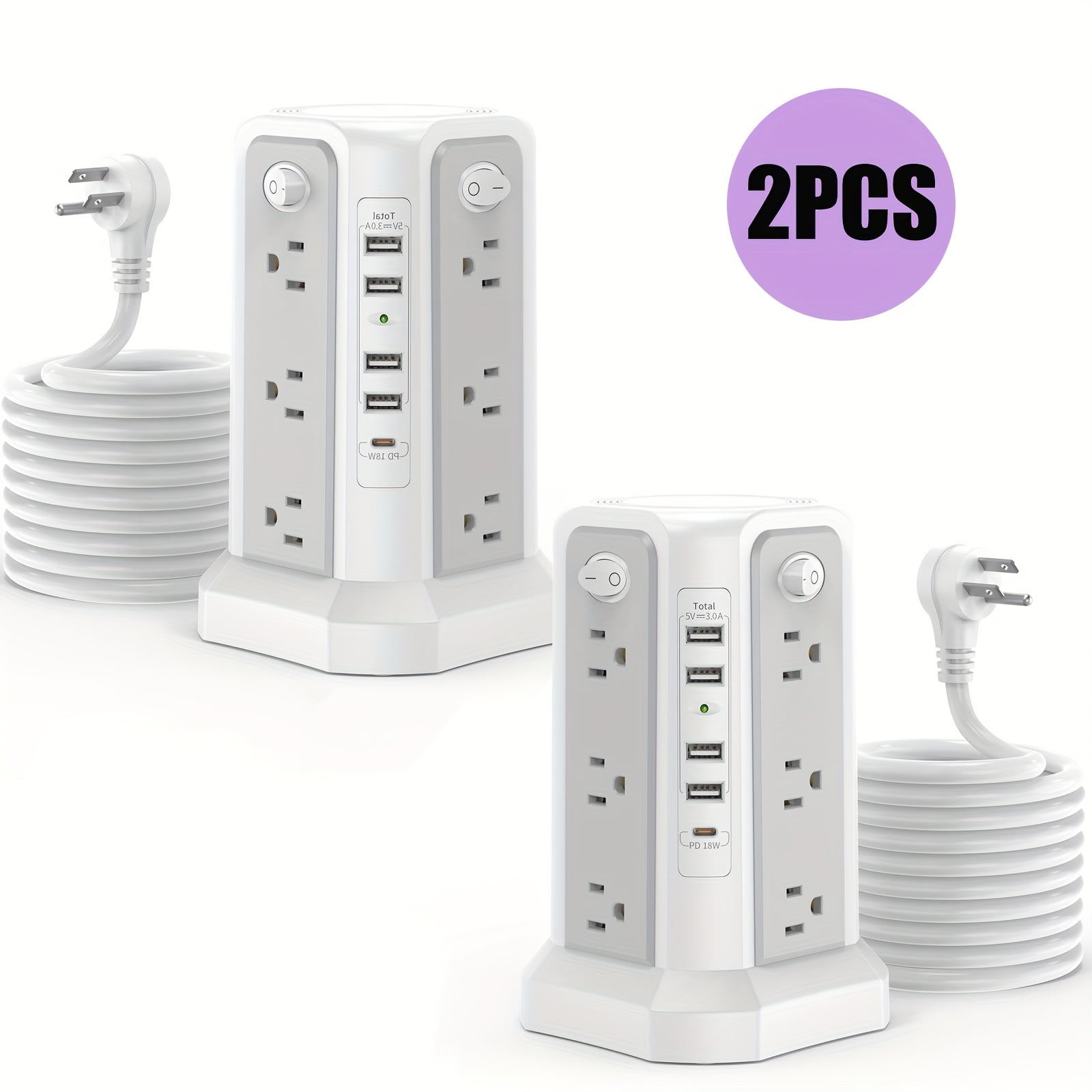 ENFOURCLASS Level 4 Upgraded Power Tower - 16 Outlets (11AC+5USB with ...