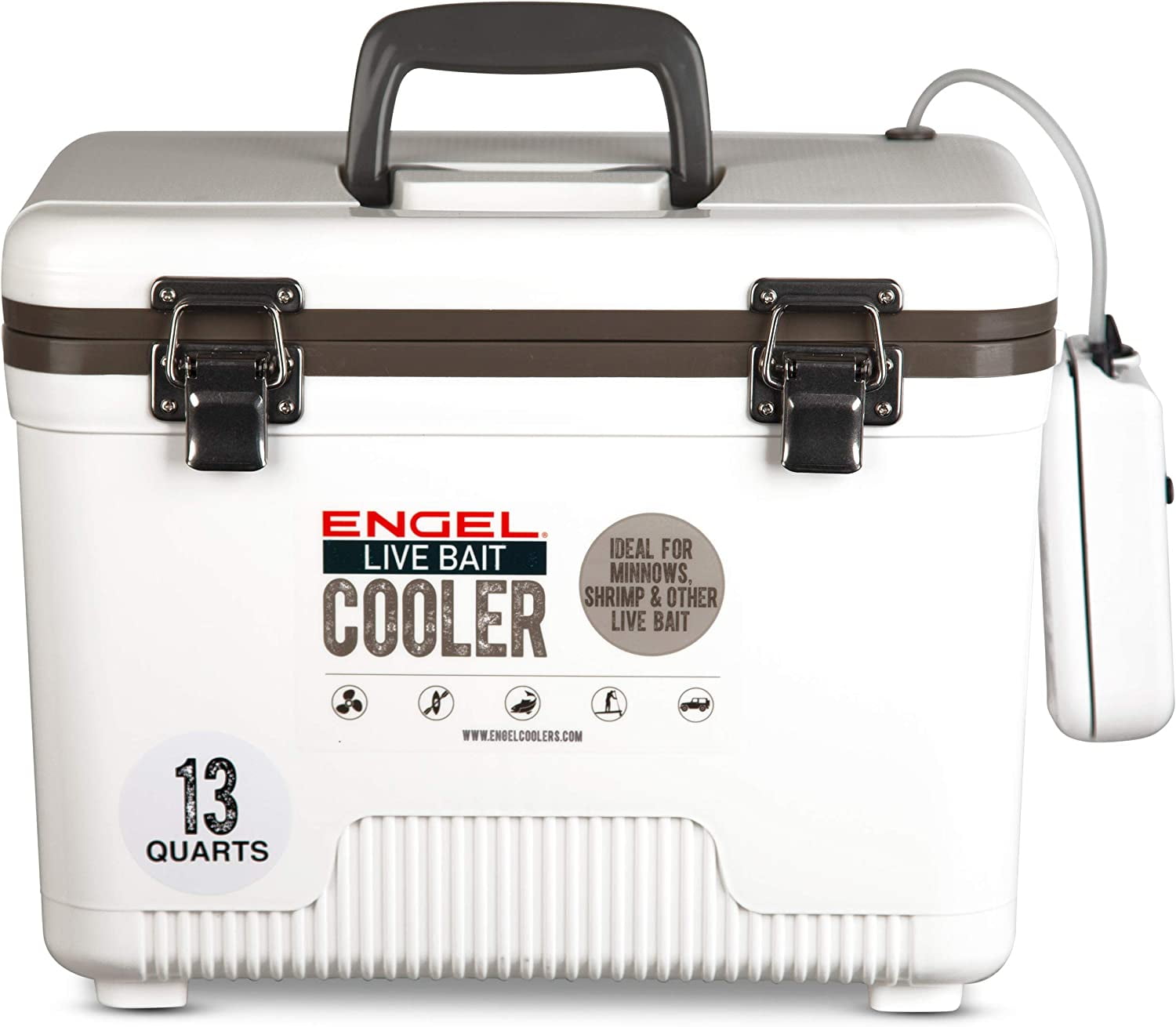 ENGEL 13 Qt Live Bait Cooler with 2-Speed Portable Aerator Pump - White - Walmart.com
