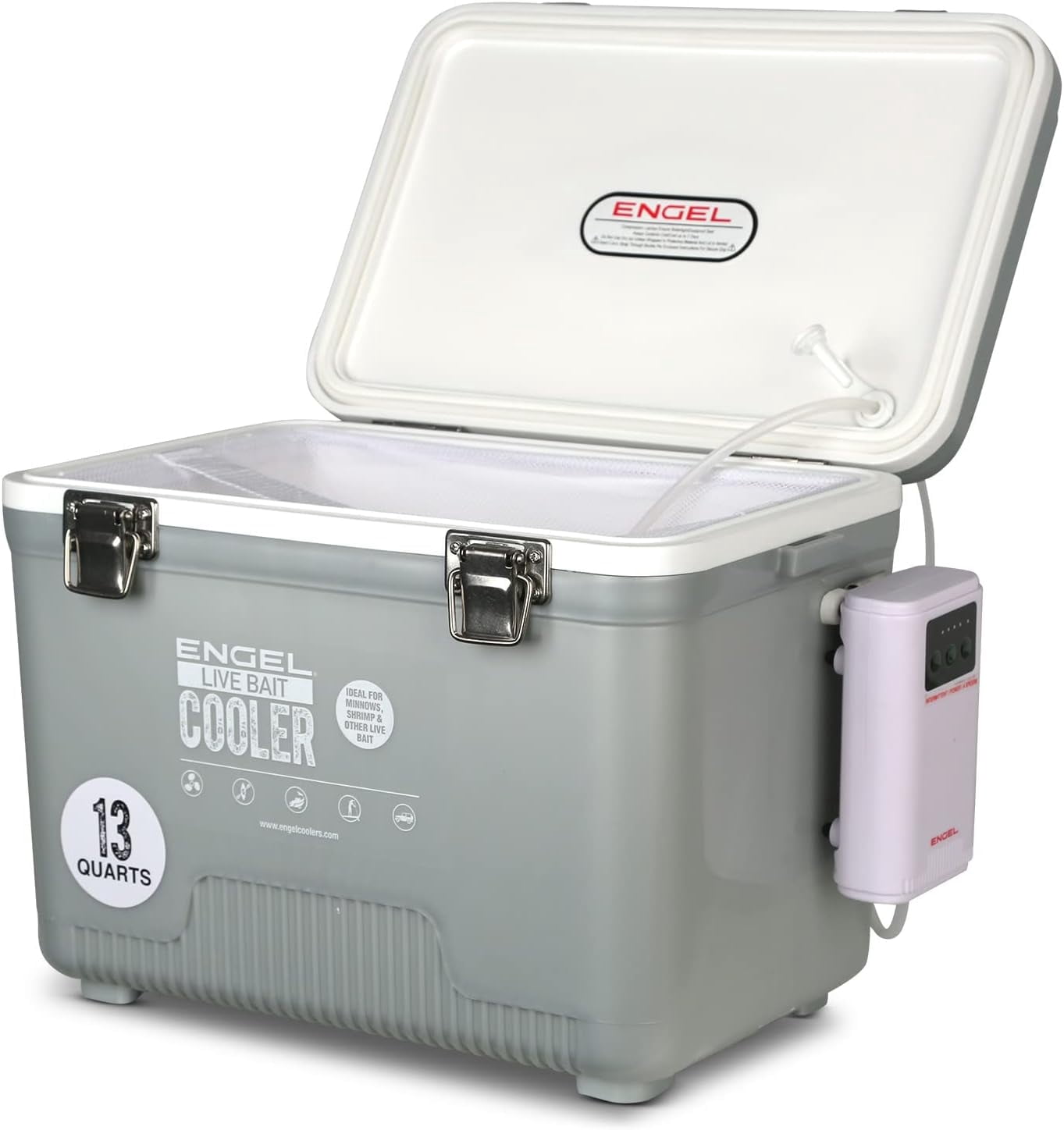 ENGEL 13 Qt Live Bait Pro Cooler with Rechargeable Aerator - Silver 13 ...