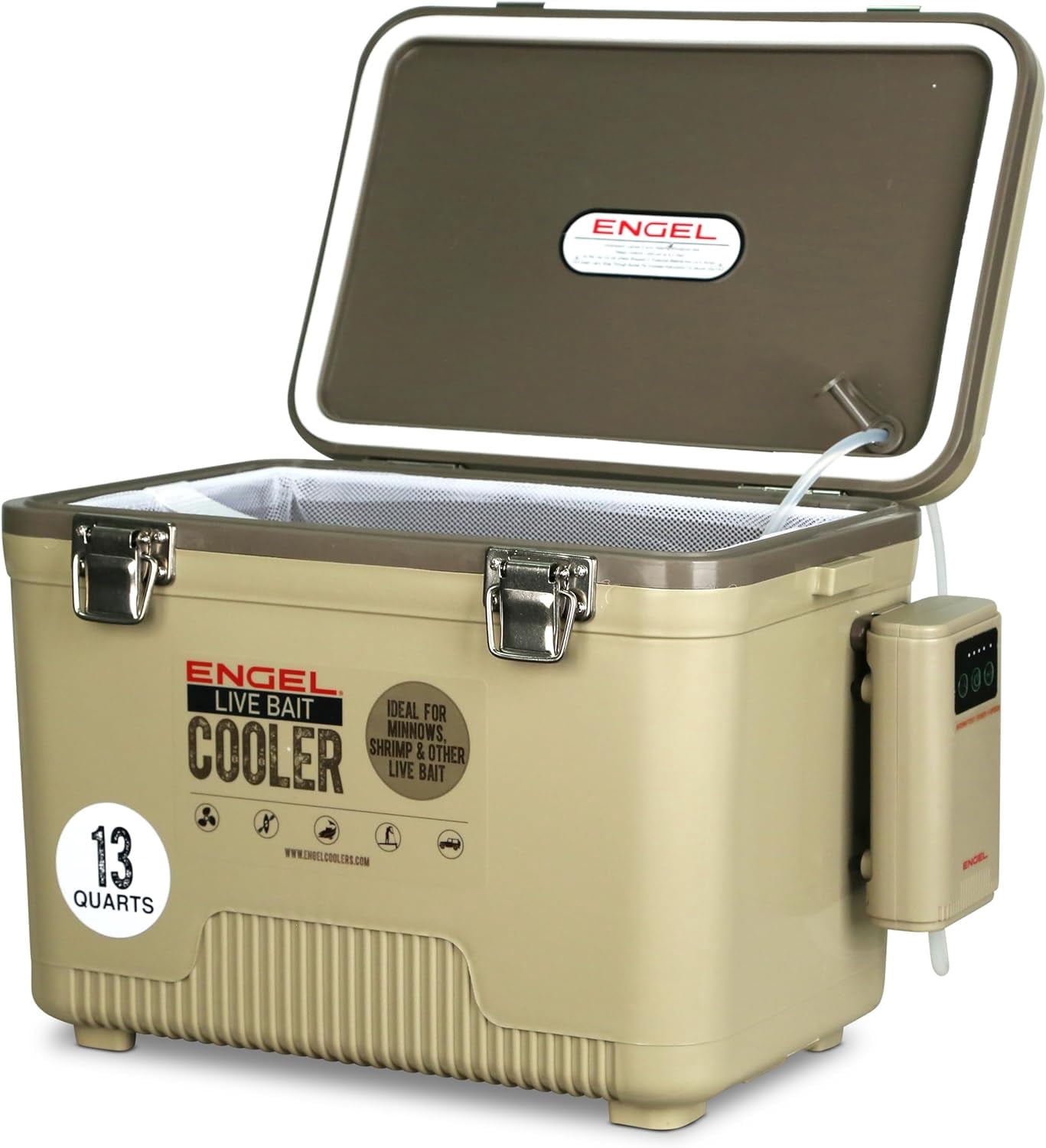 ENGEL 13 Qt Live Bait Pro Cooler with Rechargeable Aerator - Tan 13 Qt ...
