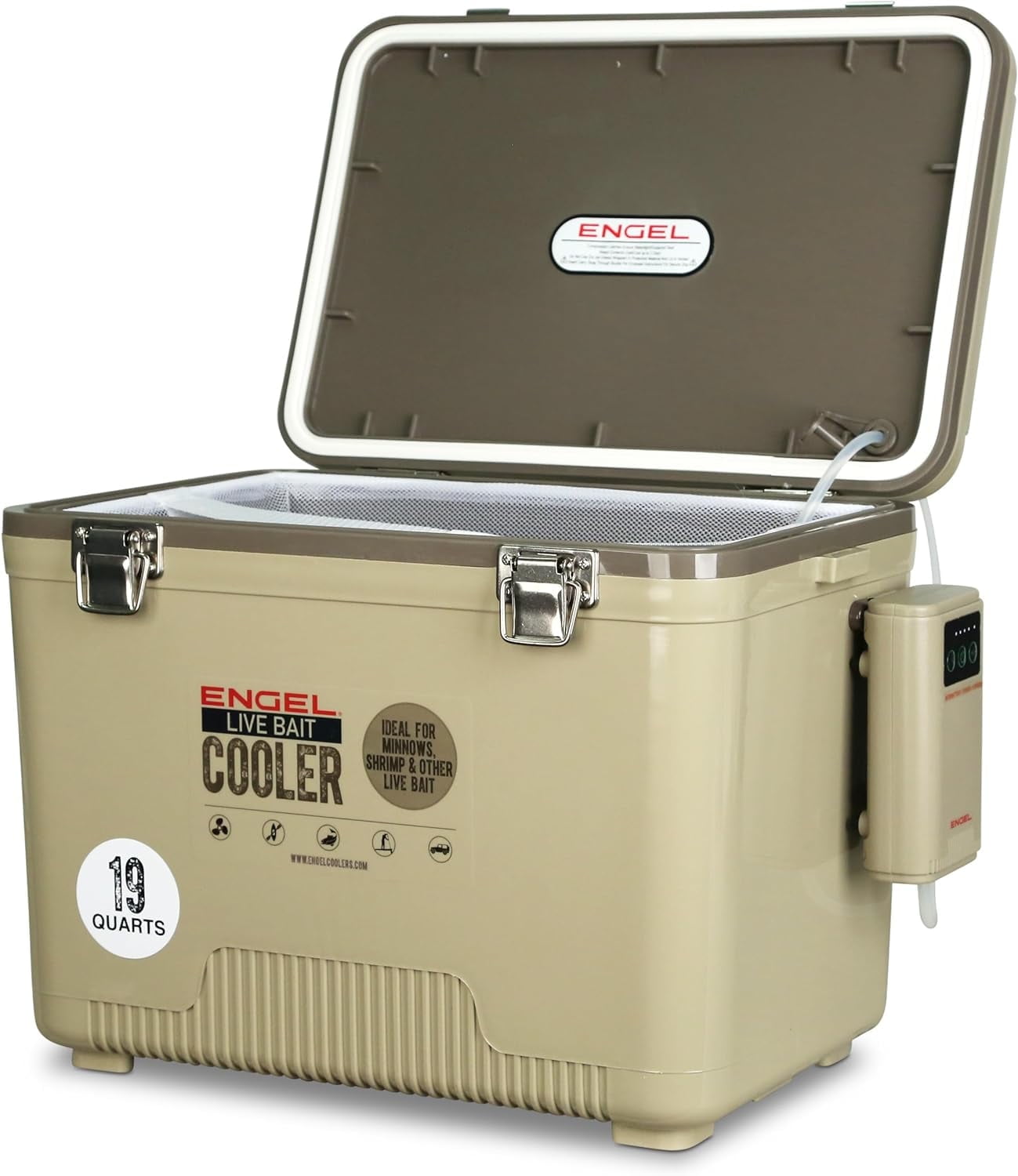 ENGEL 19 Qt Live Bait Pro Cooler with Rechargeable Aerator - Tan 19 Qt ...