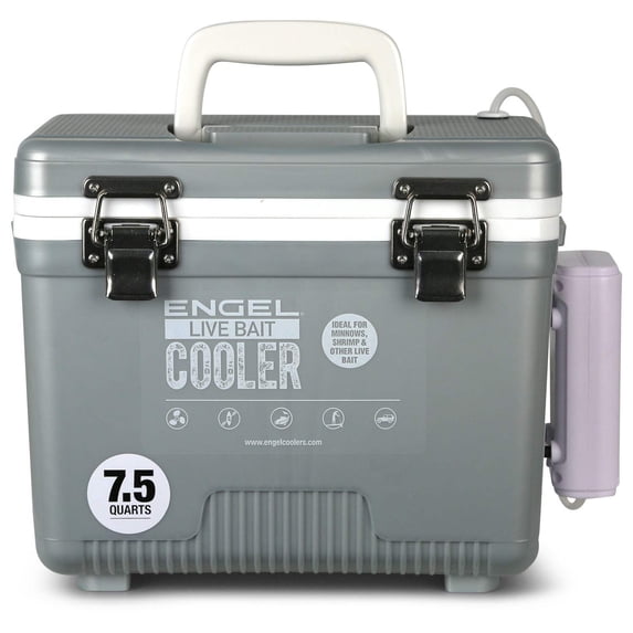 ENGEL, Live Bait Cooler, 7.5 Qt with Rechargeable Aerator, Silver ...