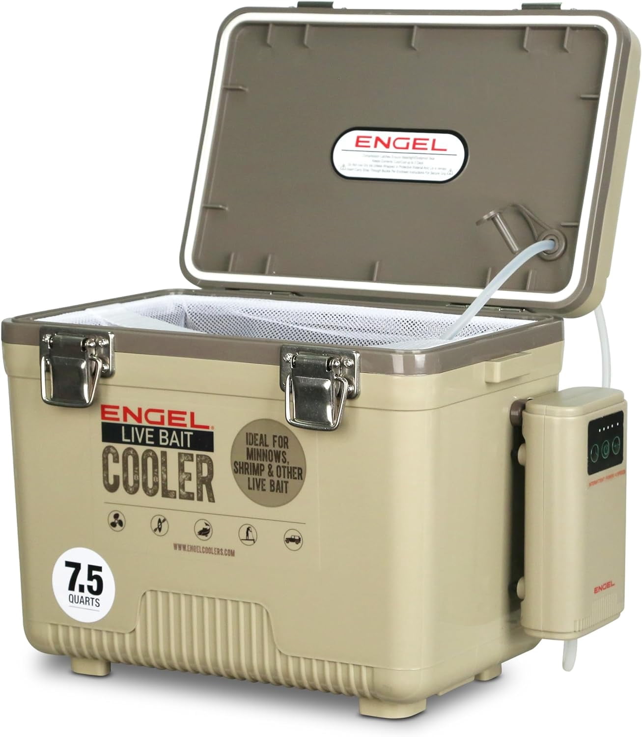 ENGEL 7.5 Qt Live Bait Pro Cooler with Rechargeable Aerator - Tan 7.5 ...
