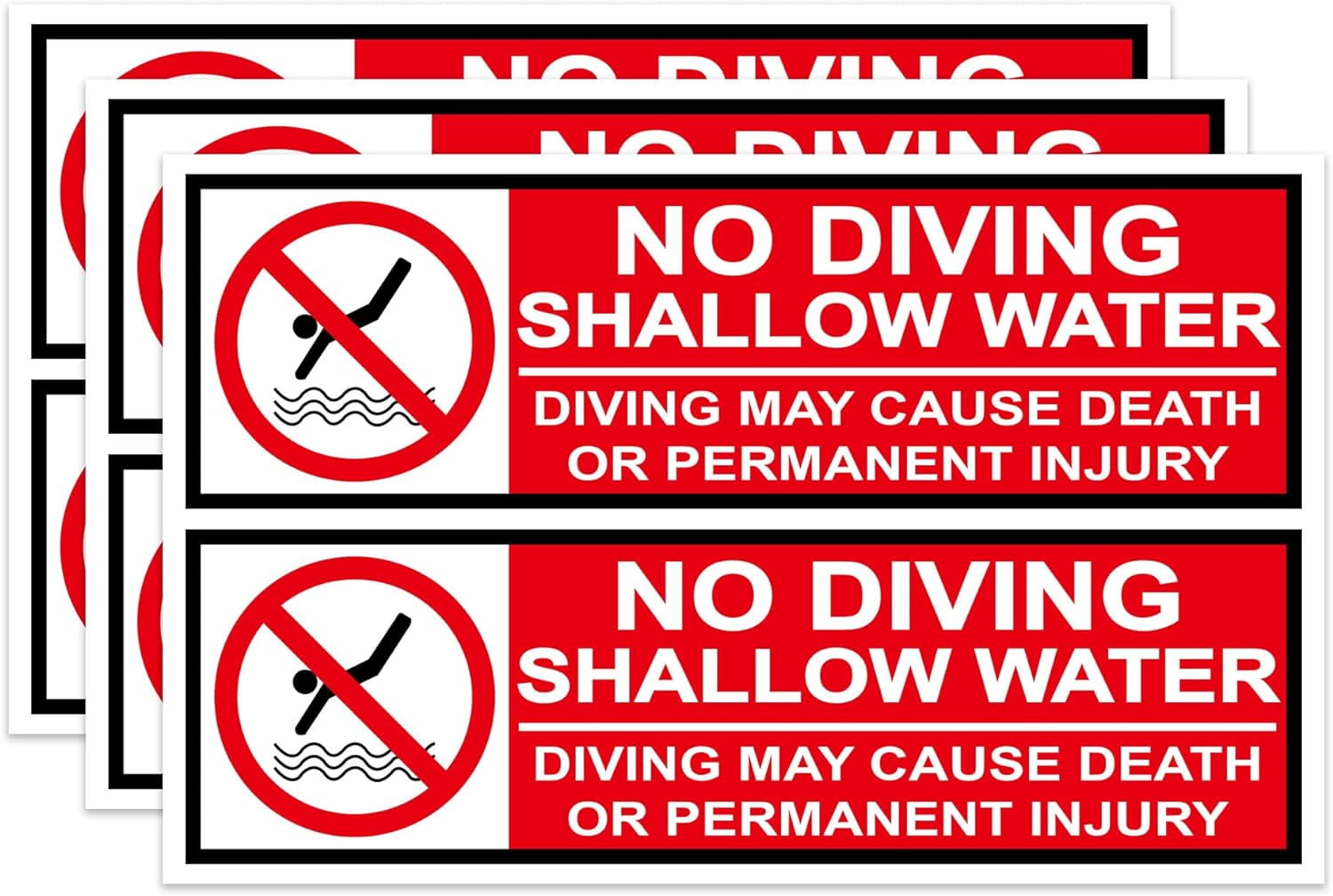ENGHEMINGA No Diving Shallow Water Warning Self-Adhesive Safety Sticker ...