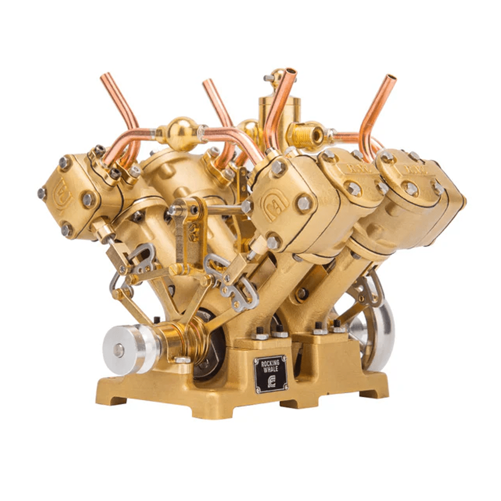 ENGINEKIT RW-V4 Retro Brass V4 Steam Engine Model Kit Mini 4-Cylinder ...