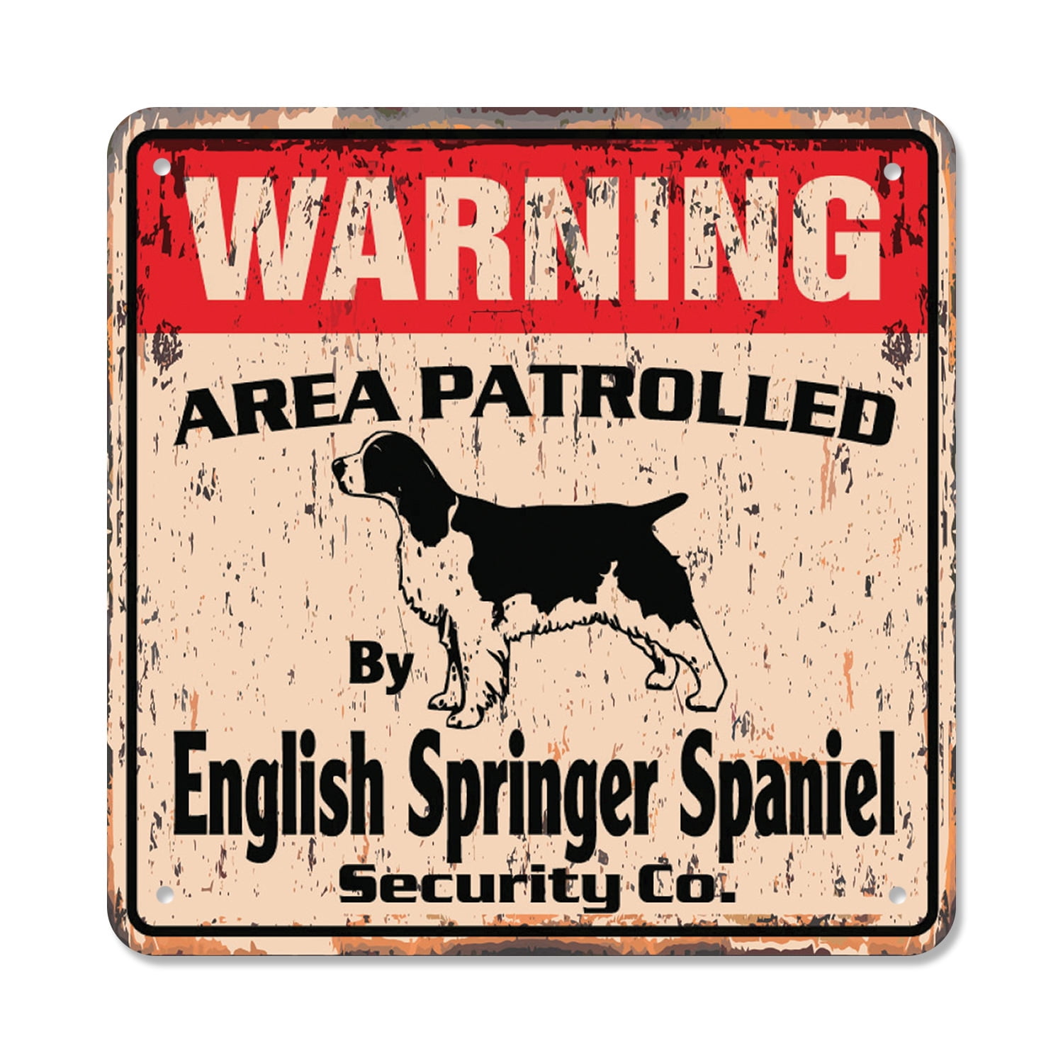 ENGLISH SPRINGER SPANIEL Vintage Security Sign Area Patrolled guard dog ...