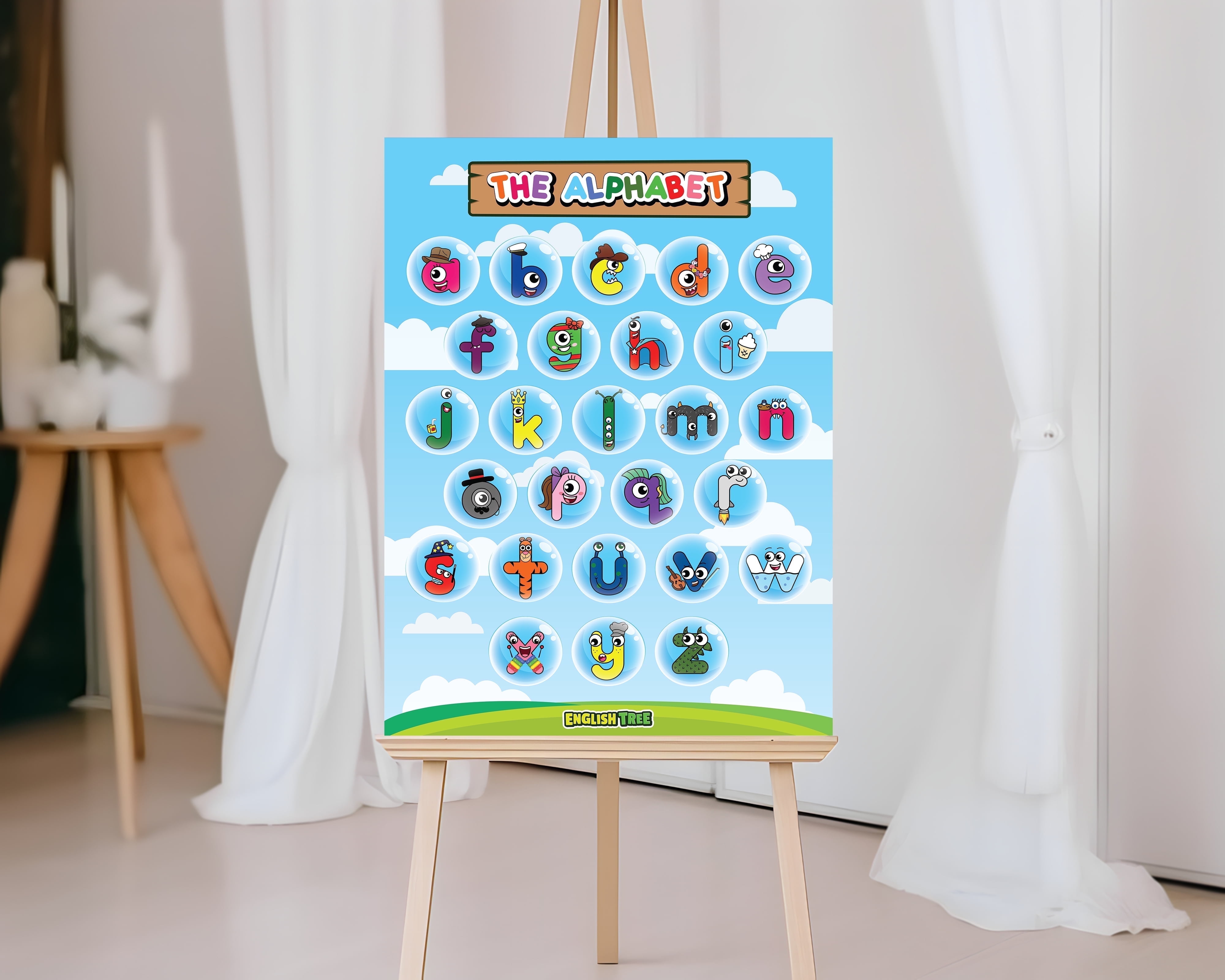 ENGLISH TREE Educational Alphabet Poster - 18" x 24" Educational Fun ...
