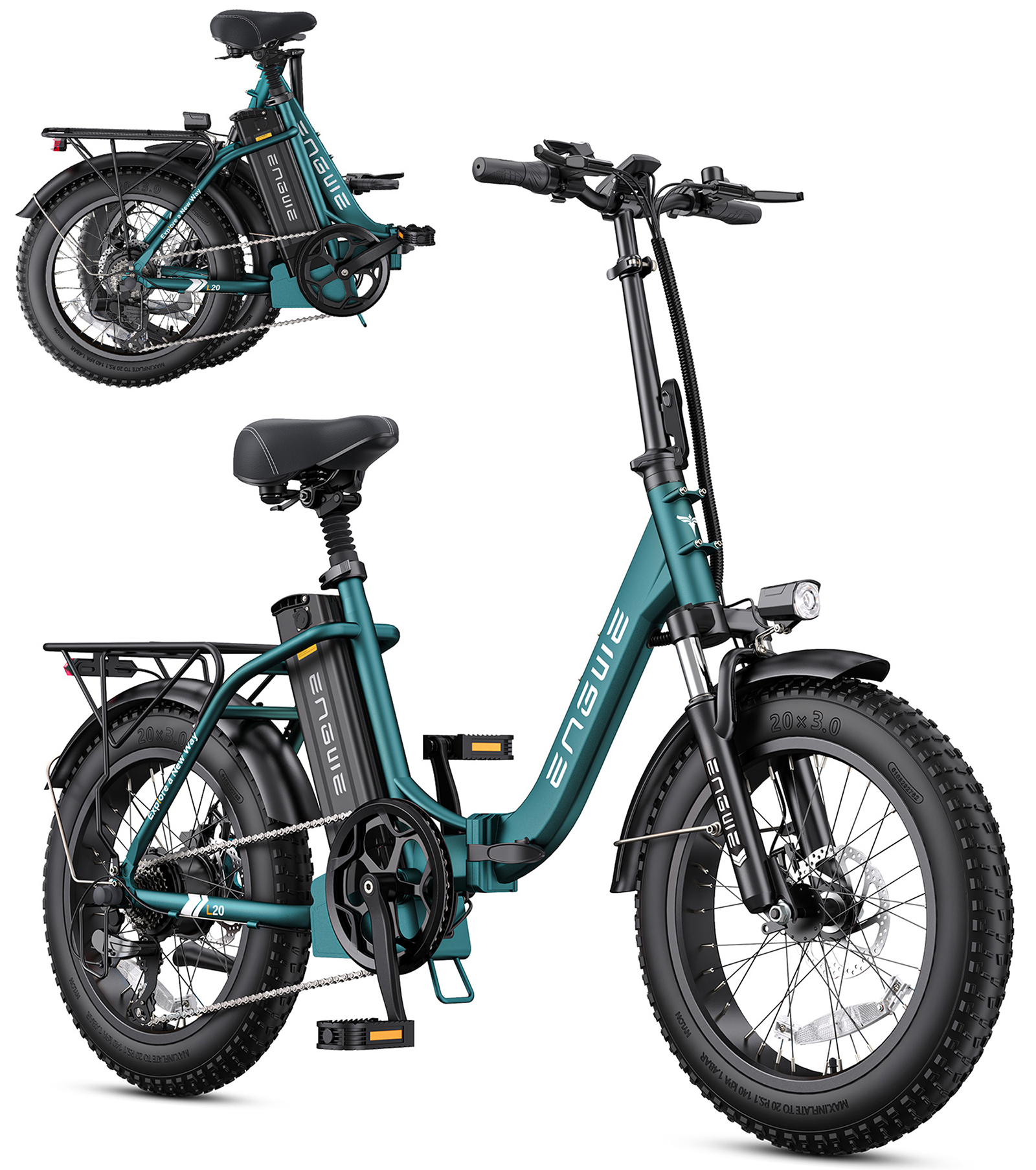 Narrak 48V500W13AH E-Bike 20" Folding Step-Thru Fat Tire Electric Bike ...