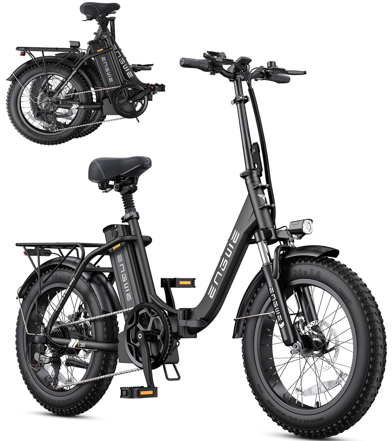 ENGWE L20 2.0 750W Folding Electric Bike for Adults Women 20*3.0 Fat Tire Step Thru Ebike 28MPH ...