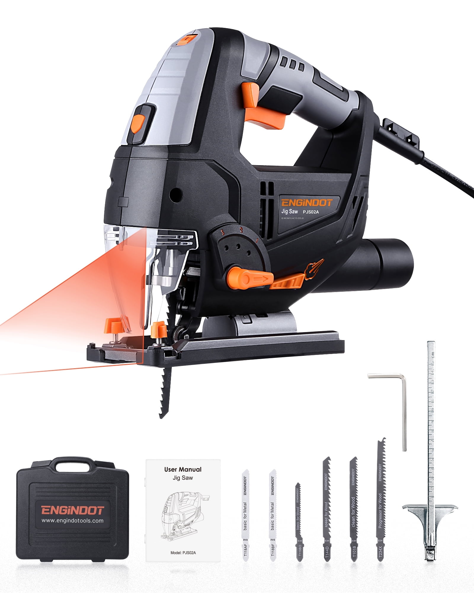 ENGiNDOT Jigsaw: 6.7 Amp, 800W, 3000 SPM, 6 Speed, Laser Guide, 4 ...