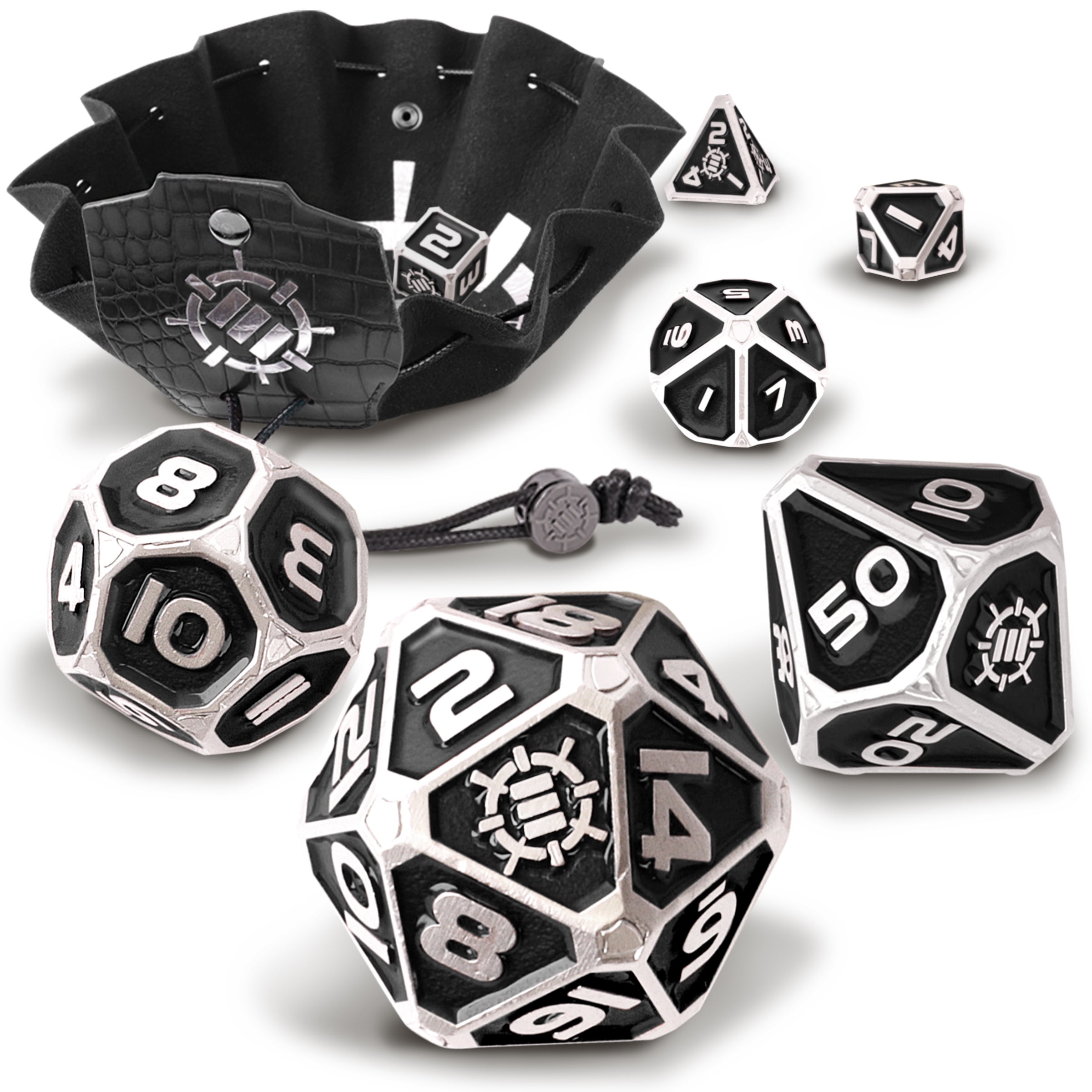 7-Set Enhance: Enamel Dice Set with Drawstring Pouch Black - Walmart.com