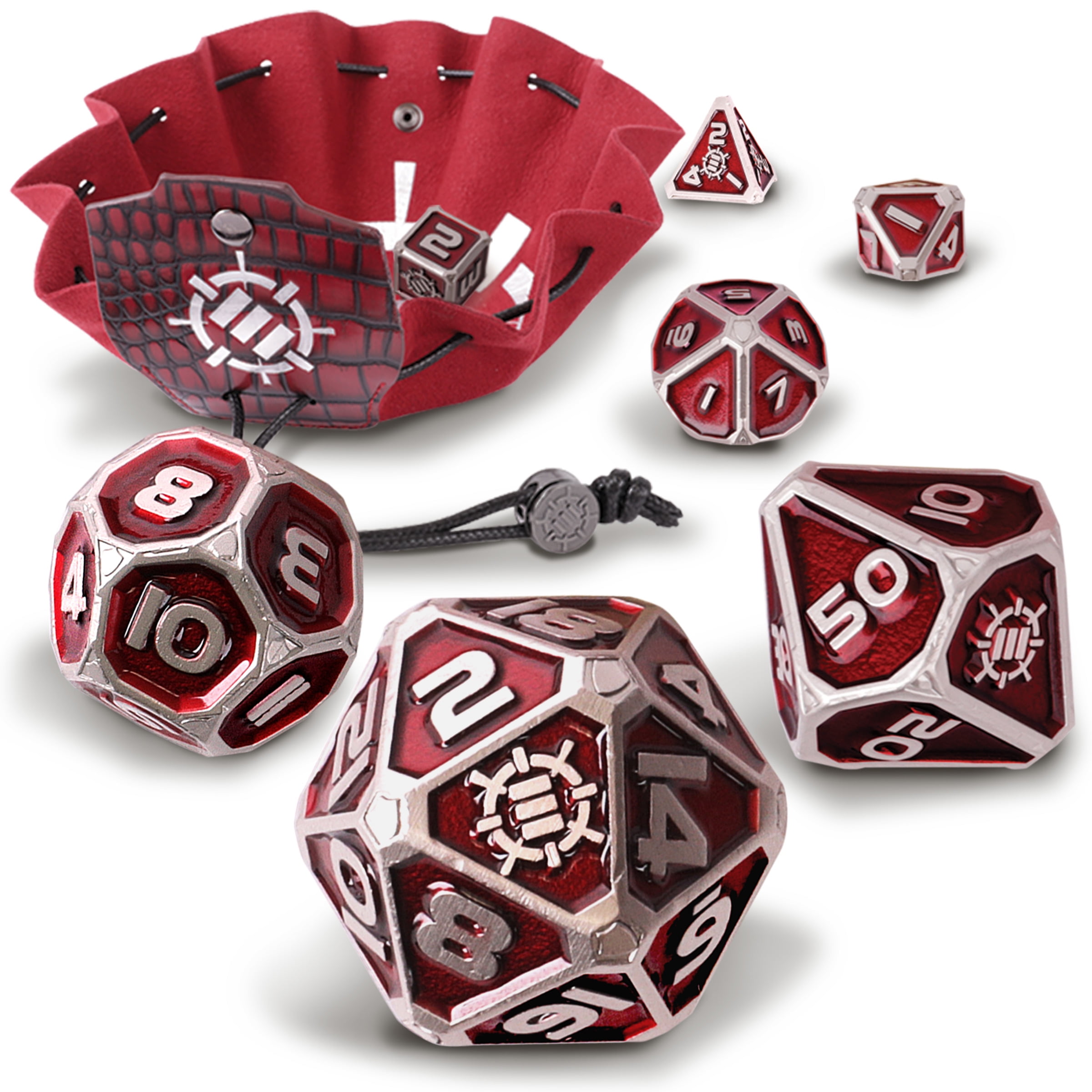 7-Set Enhance: Enamel Dice Set with Drawstring Pouch Red - Walmart.com