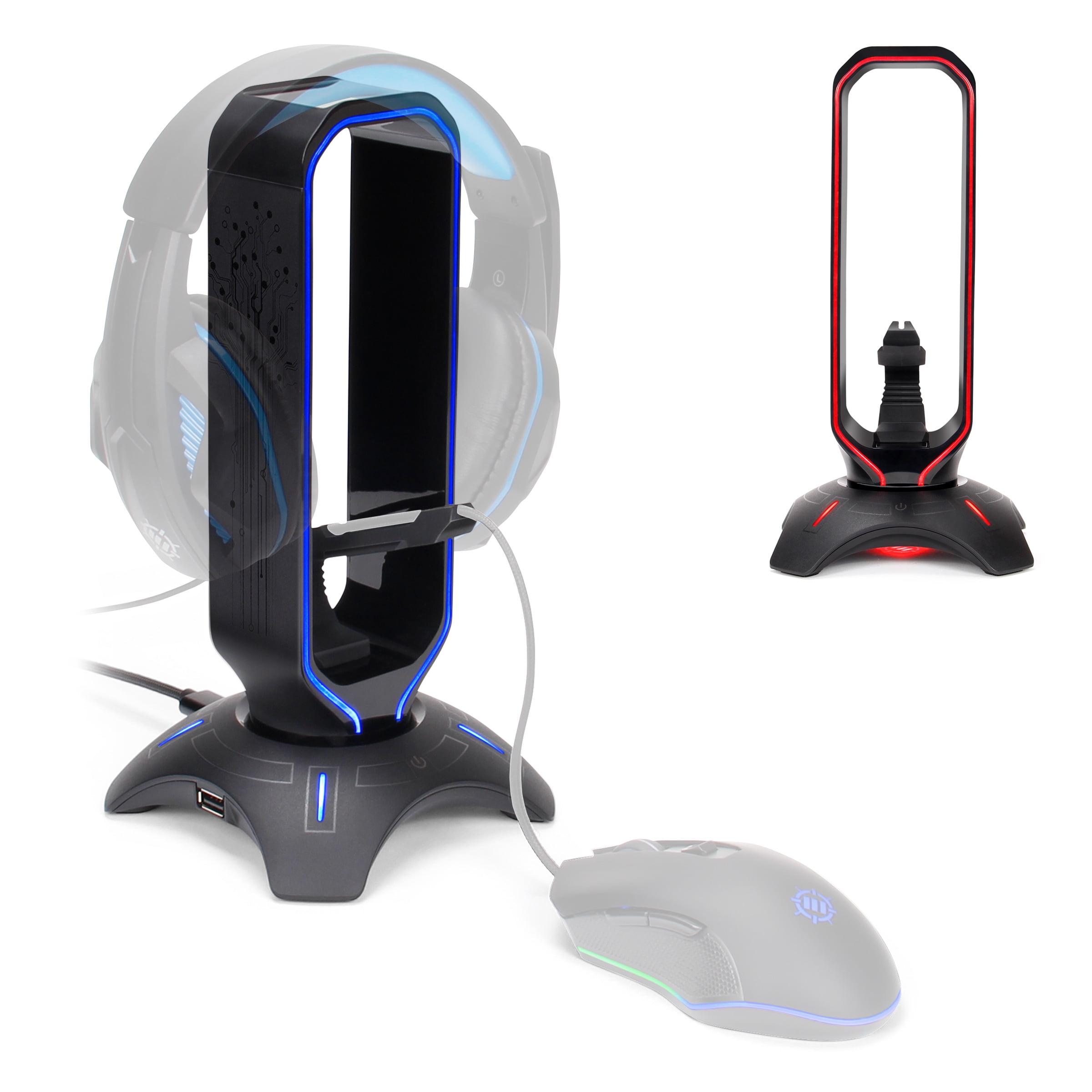 ENHANCE Gaming Headset Stand - LED Headphone Hanger with Mouse Bungee ...