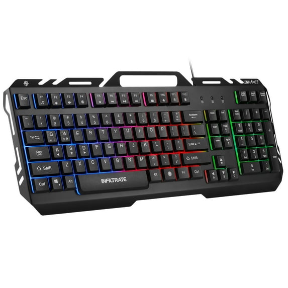 ENHANCE Infiltrate KL2 Membrane Gaming Keyboard - Quiet Keyboard with ...