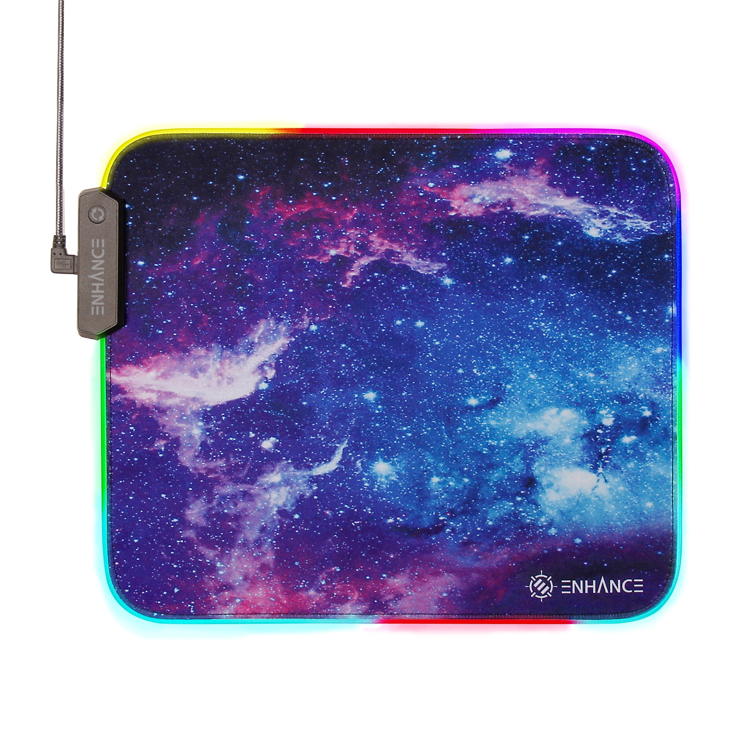 ENHANCE Large LED Gaming Mouse Pad with Clear Fiber Edges with 7 RGB ...