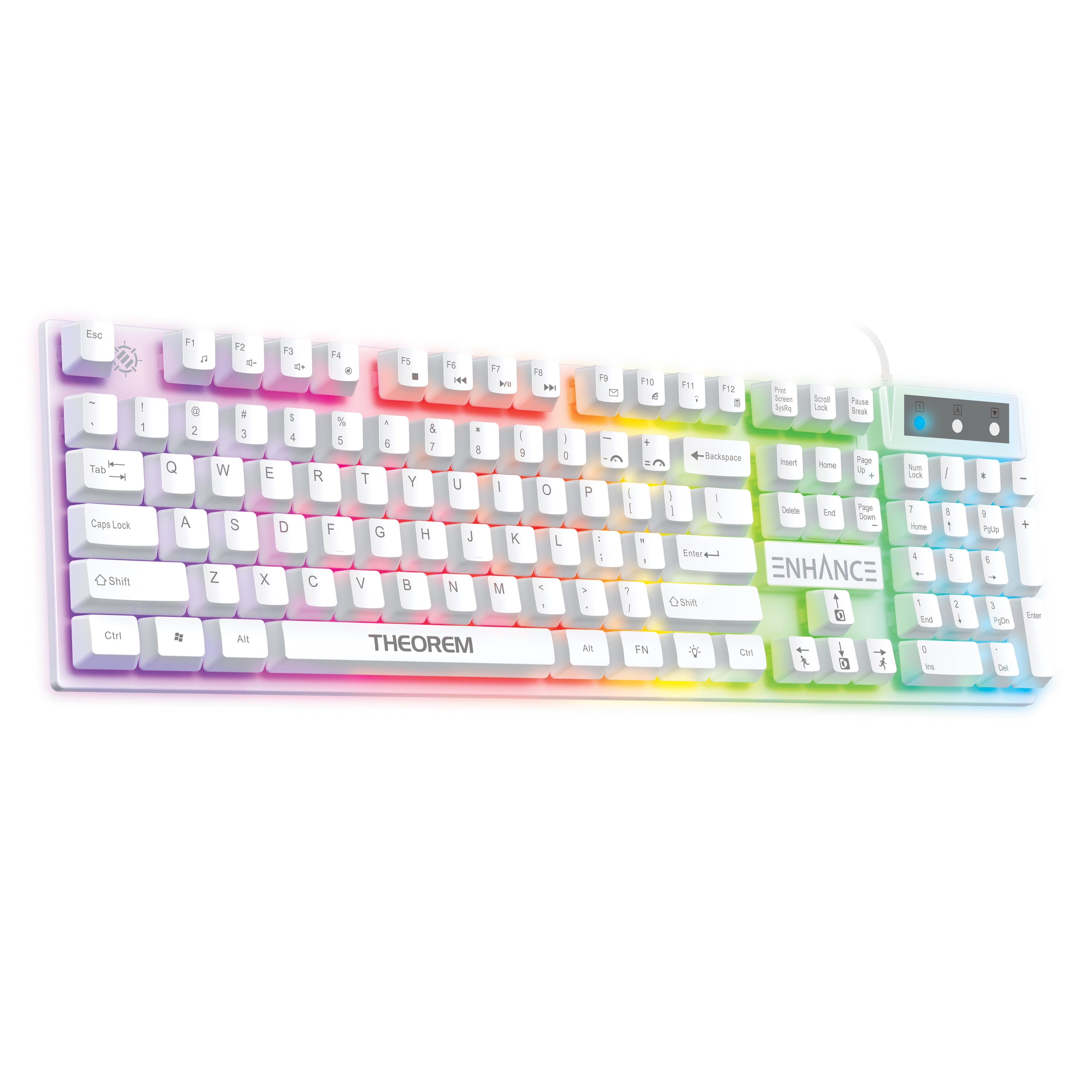 ENHANCE Theorem 3 White Keyboard - Gaming Keyboard with a White Design ...