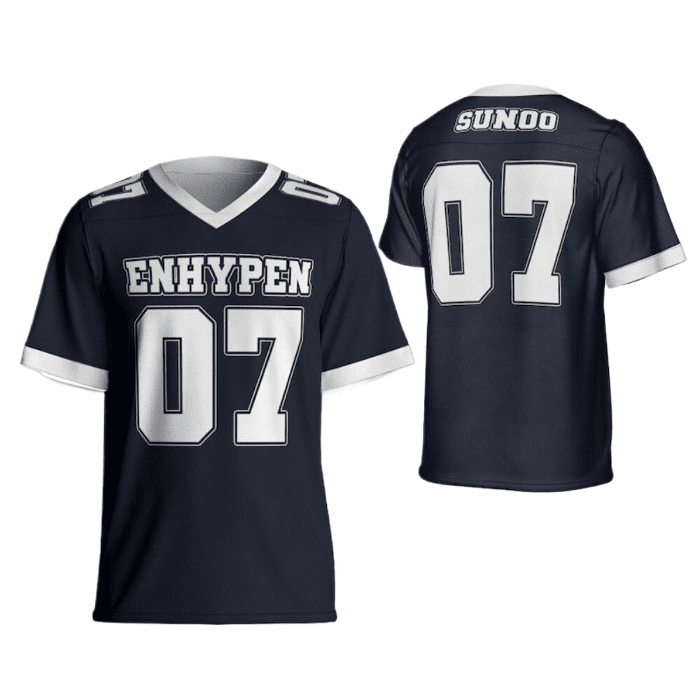 ENHYPEN En Black Navy Number Kpop Football Jersey – Unisex Concert ...
