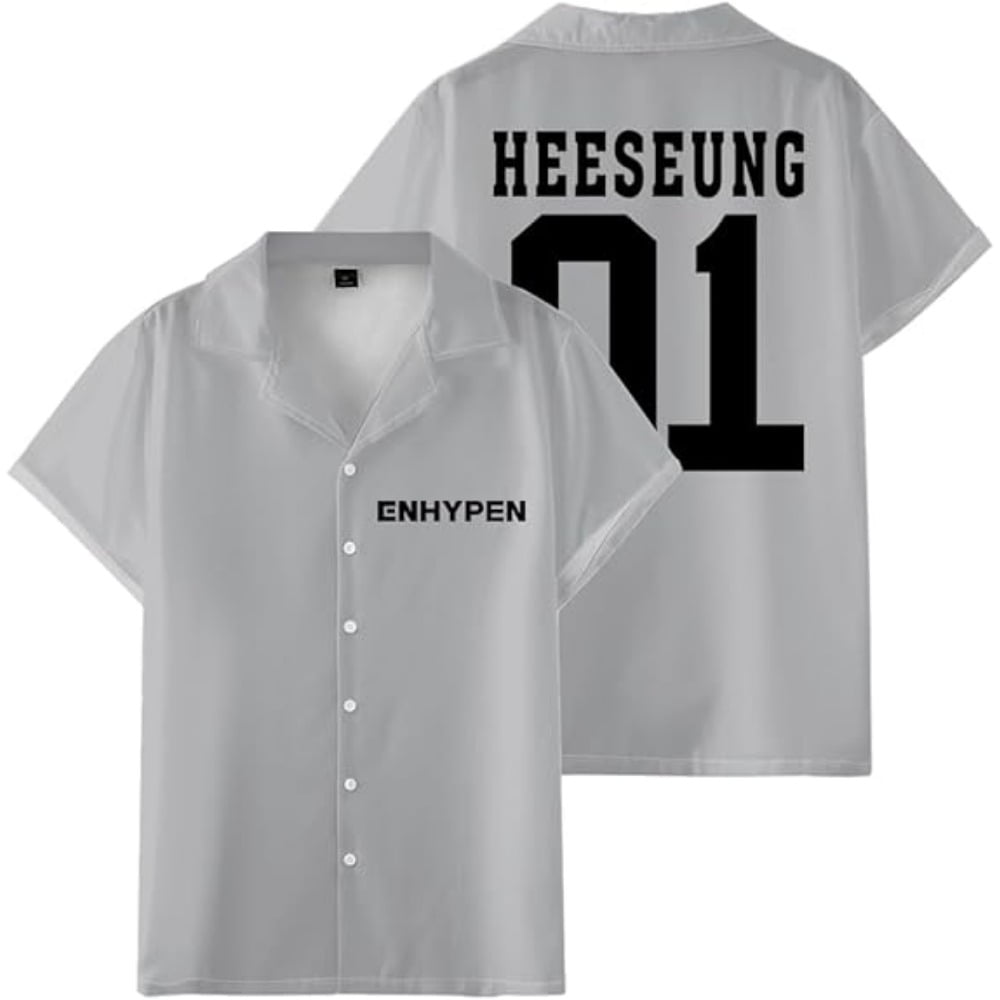 ENHYPEN HEESEUNG 01 Merch Shirt Women Men Camp Collar Short Sleeve V ...