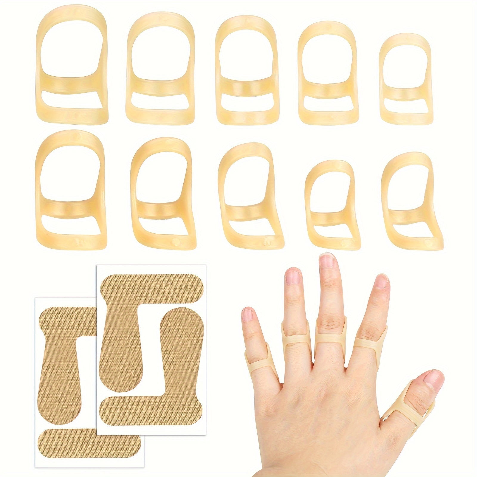 ENIYUU 10pcs Oval Finger Fixing Splints 10 Sizes Thumb Splint With 2 Thumb Valgus Corrector ...