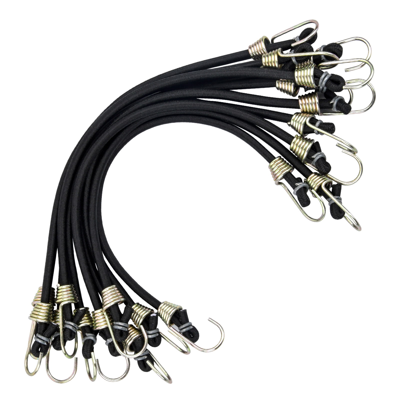 ENIYUU 15Pcs Elastic Bungee Cords With Hooks Black Elastic Rope Rubber ...