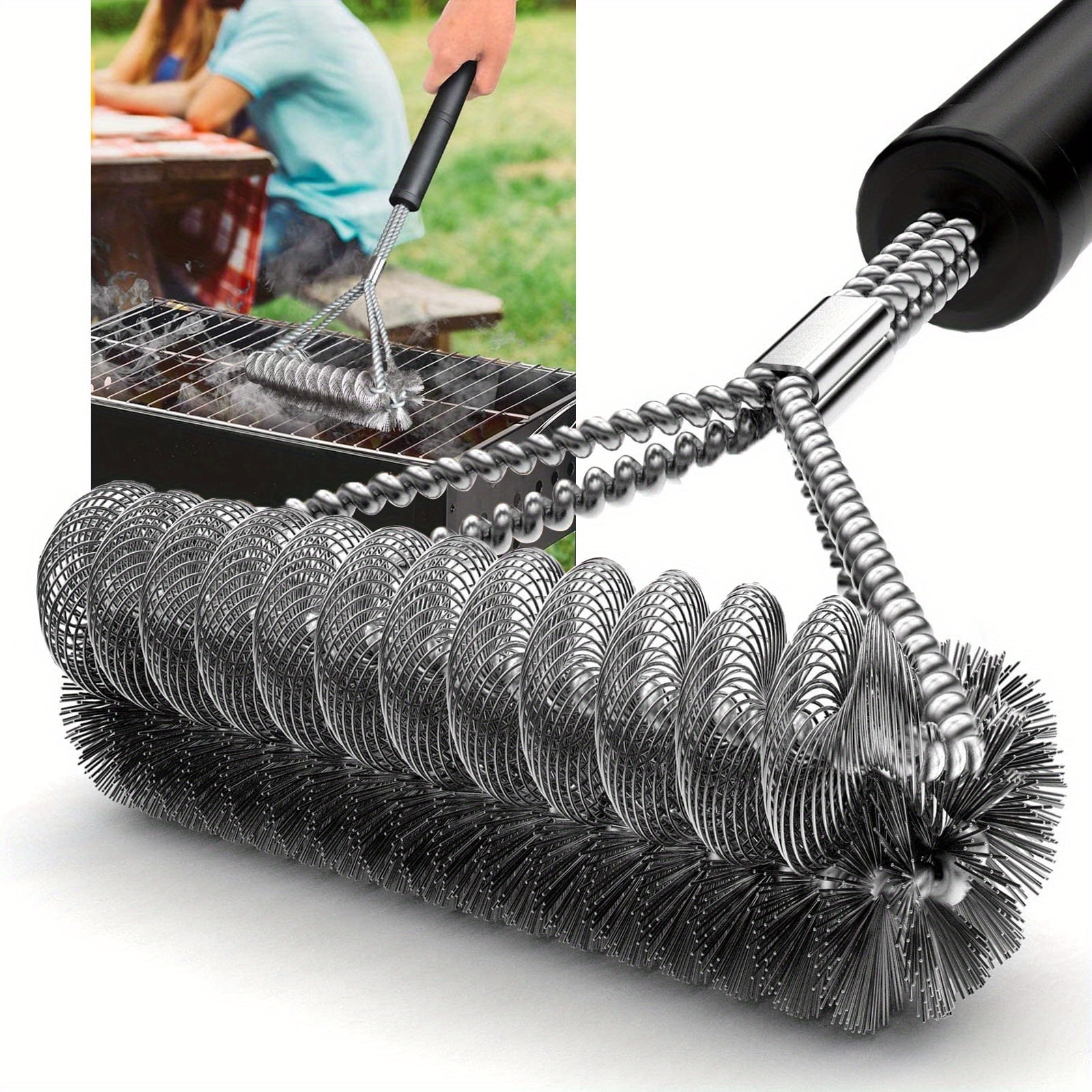 ENIYUU ENIYUU 1Pcs Bristle-Free Metal Handle BBQ Grill Brush with Multiple Components - 15” Safe ...