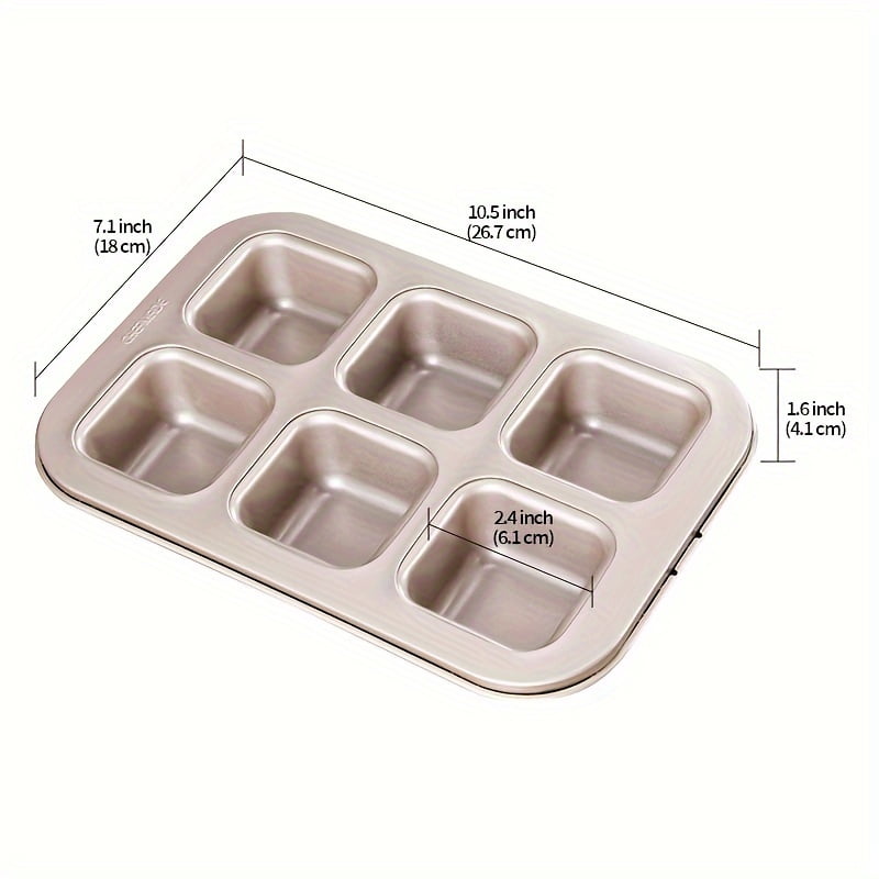 ENIYUU 1pc Non-Stick Square Muffin Pan 7.1‘‘x10.5‘‘ 6-Cup Bite Size ...