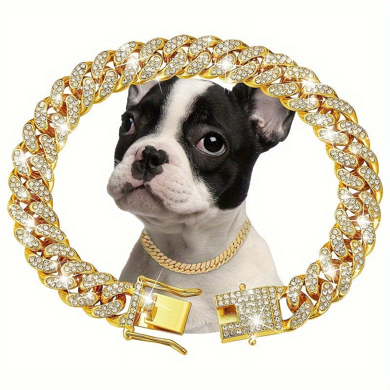 ENIYUU 1pcs Exquisite Diamond Cuban Chain Dog Collar - 13mm Wide ...