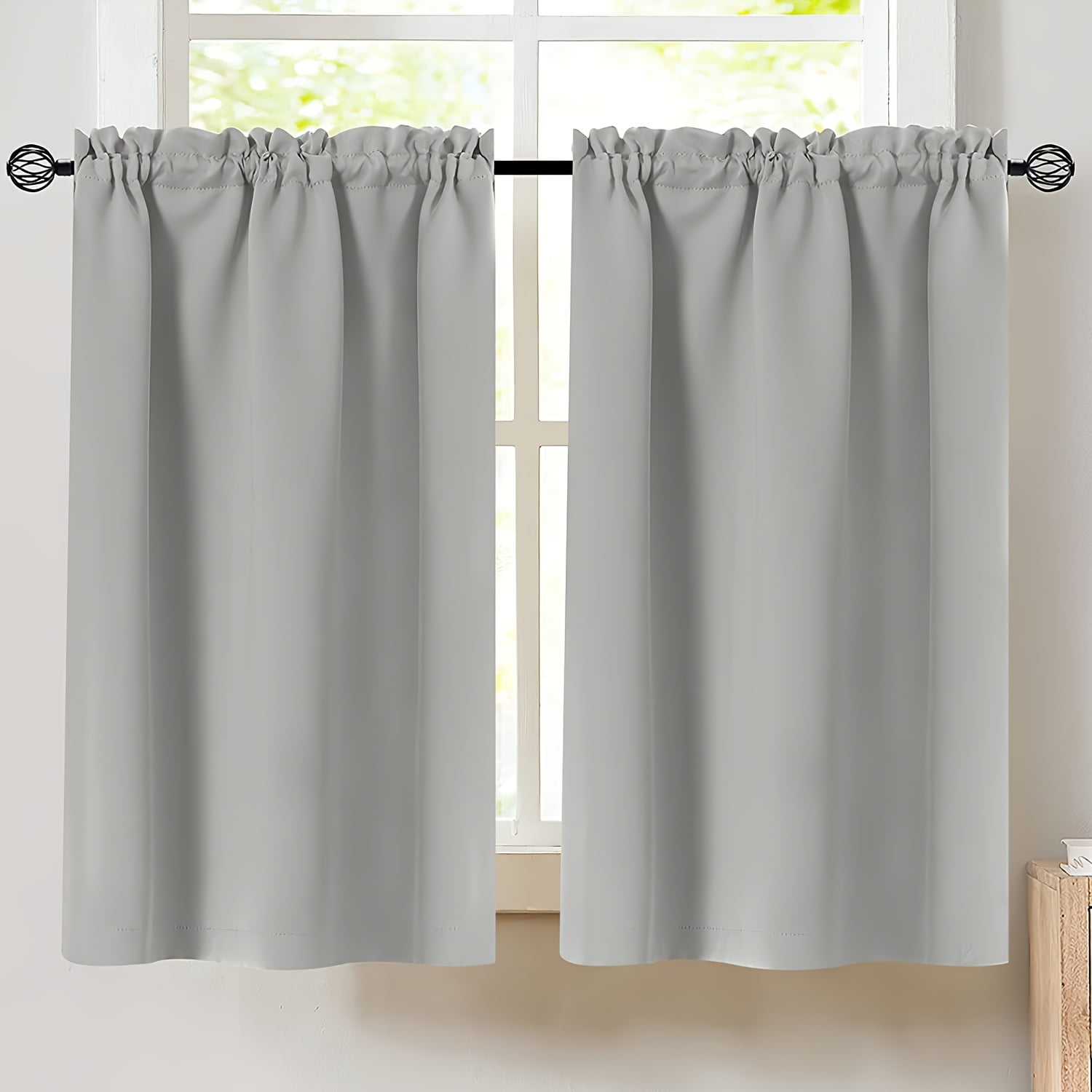 ENIYUU 2 Panels Kitchen Curtains Blackout Thermal Insulated Cafe ...