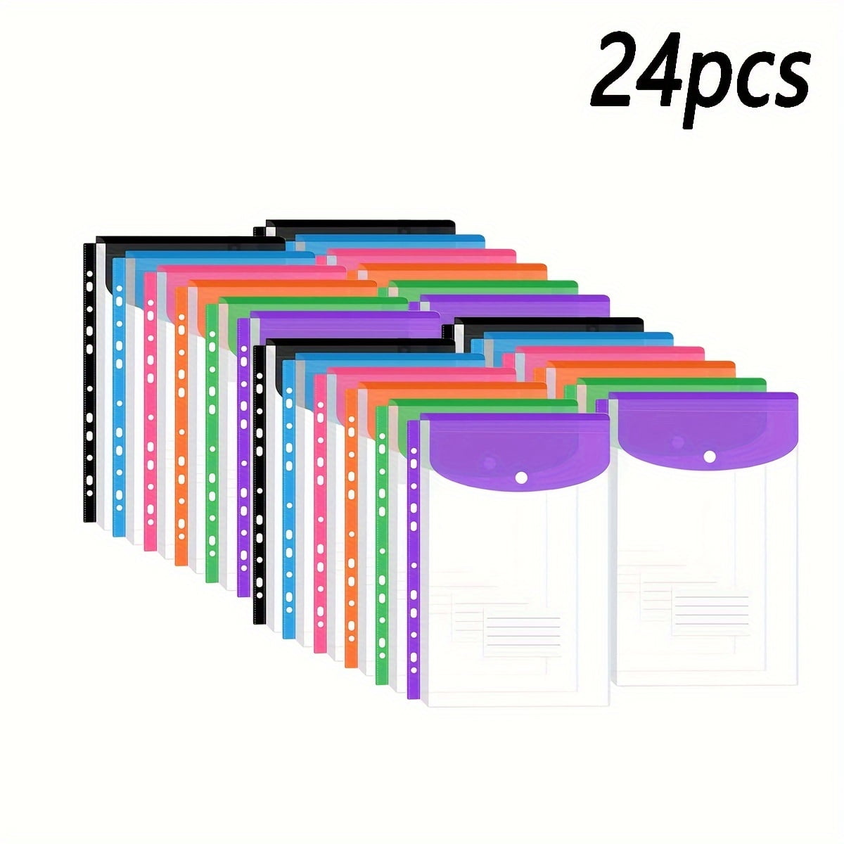 ENIYUU 24-Piece Vertical Pvc File Folders With 11-Ring Binder Label ...