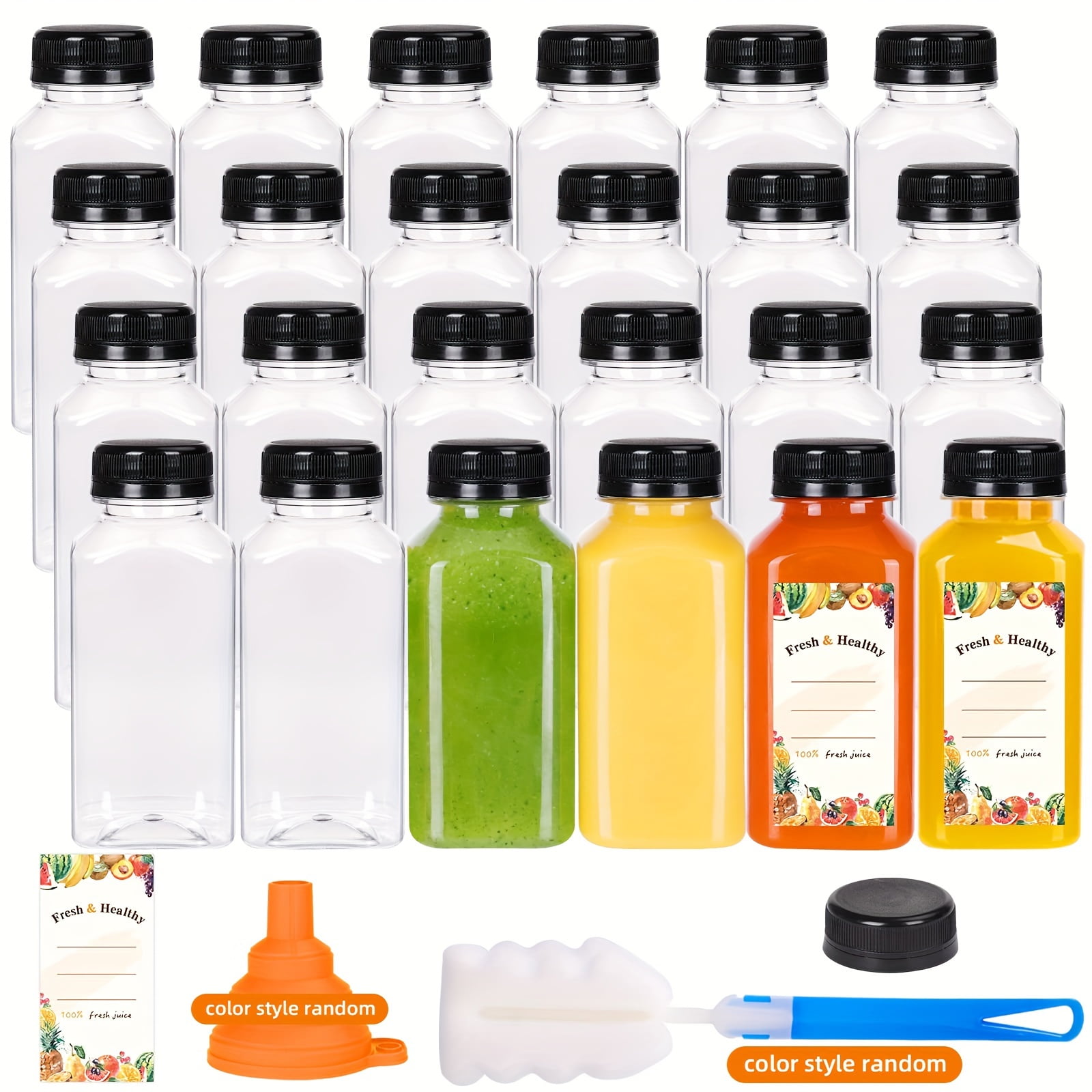ENIYUU 24 pcs 8oz Juice Containers with Lids Juice Bottles with Tamper ...