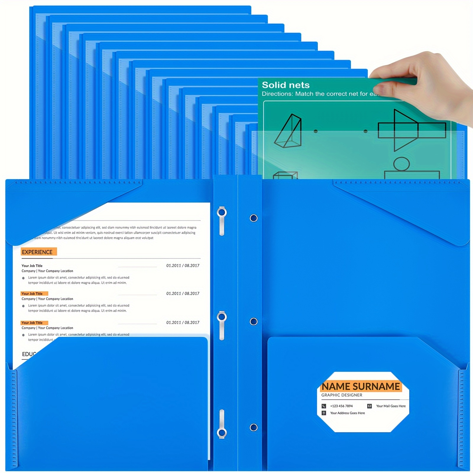 ENIYUU 36 Pcs Plastic Folder with Clear Front Pocket and 3 Prong ...