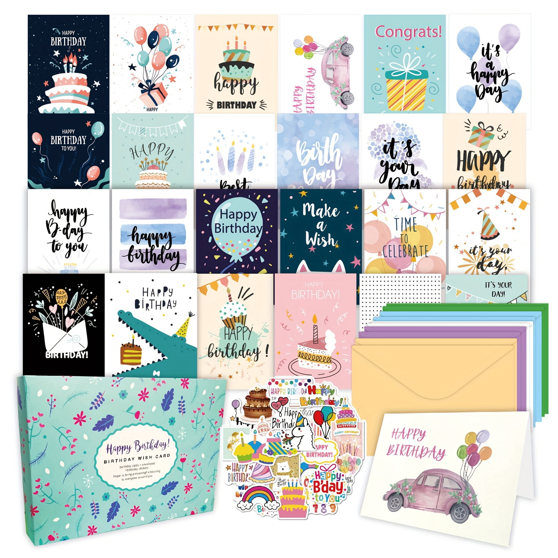ENIYUU 50-Piece Assorted Birthday Cards For Everyone - Perfect For ...