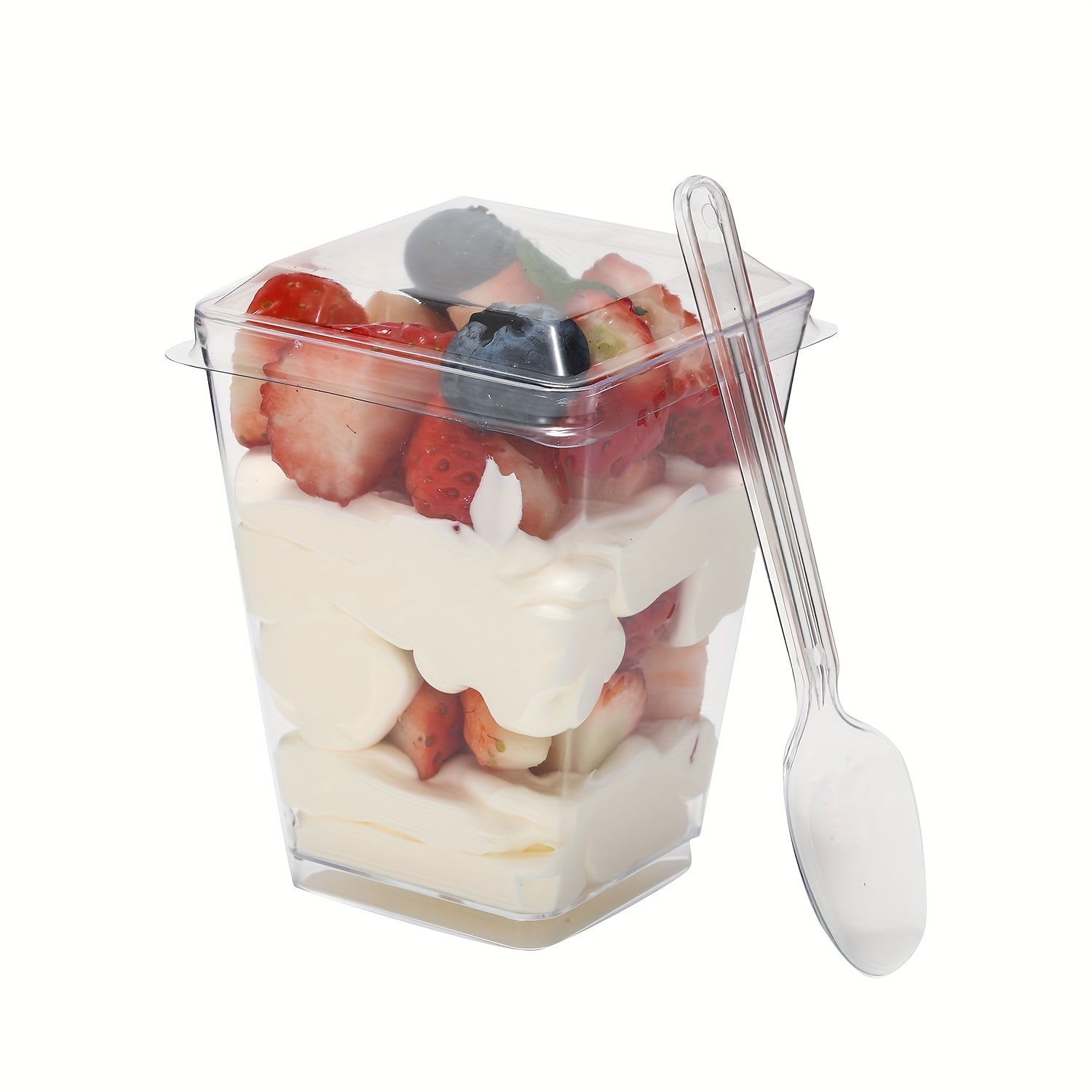 ENIYUU 50Pack 5oz Square Dessert Cups with Lids and Spoons Parfait Cups ...