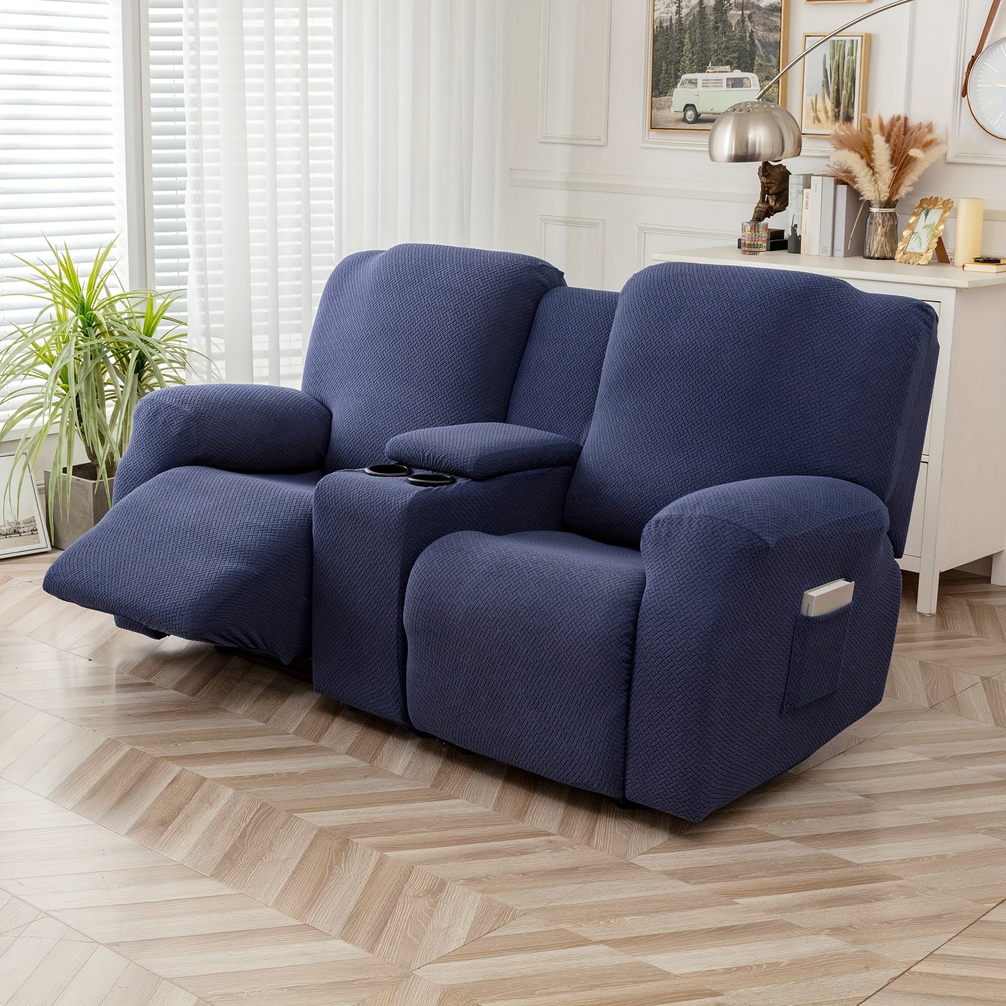 ENIYUU 6pcs/set Jacquard Recliner Slipcover With Center Console Cover ...