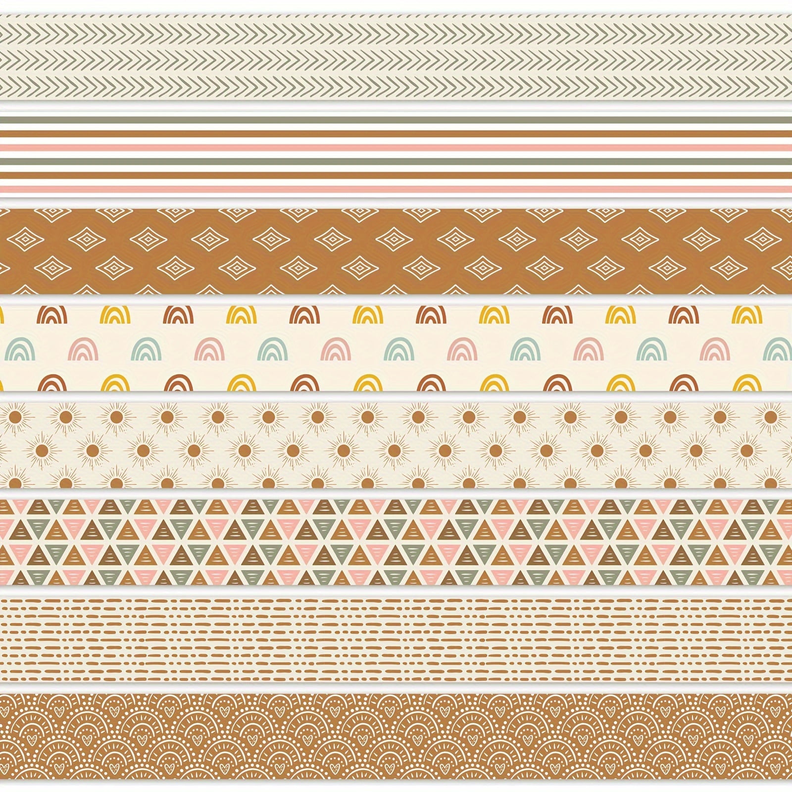 ENIYUU 72pcs Boho Bulletin Board Borders Set - 82Ft Modern Rainbow Sun ...