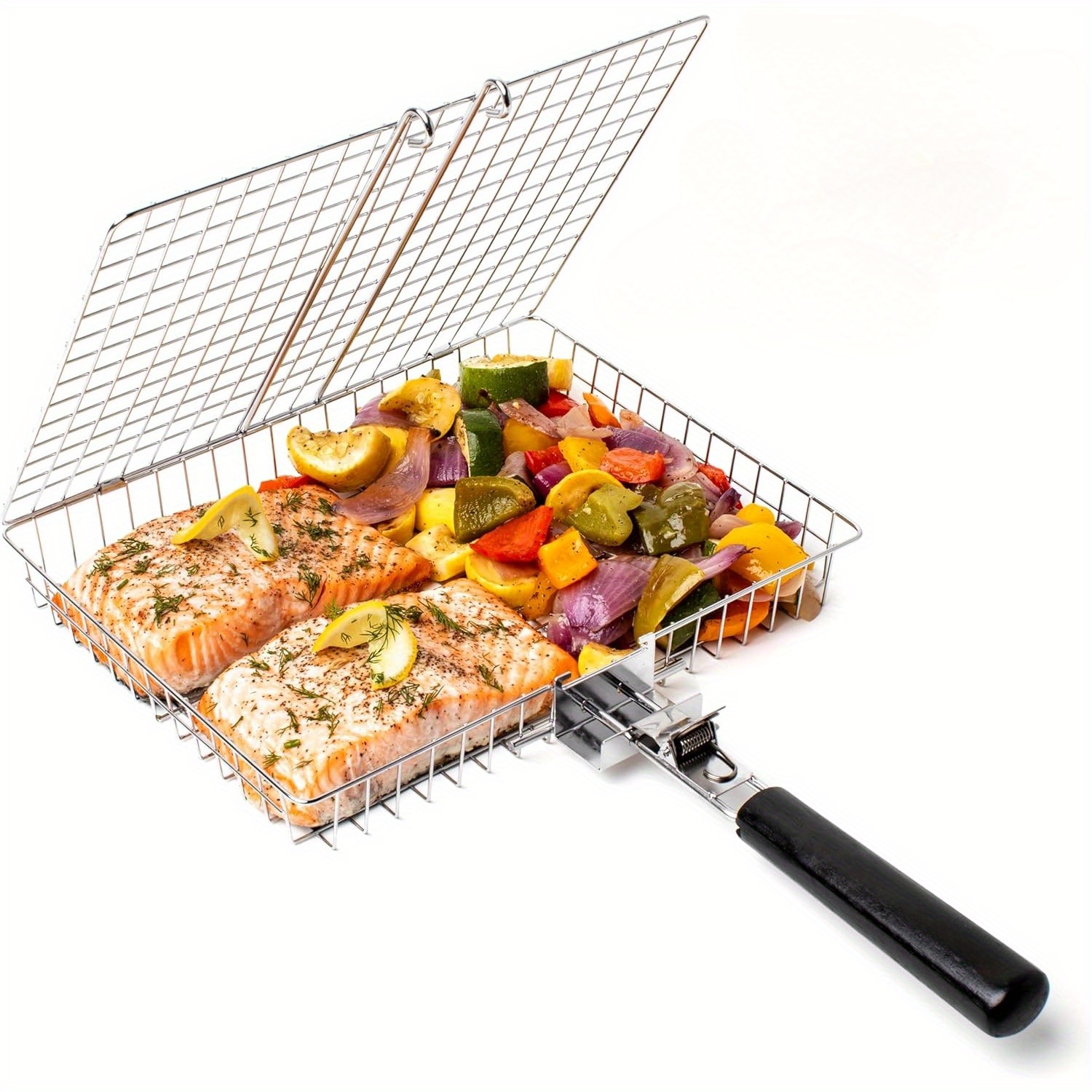 ENIYUU Grill Basket Barbecue BBQ Grilling Basket Stainless Steel Large ...