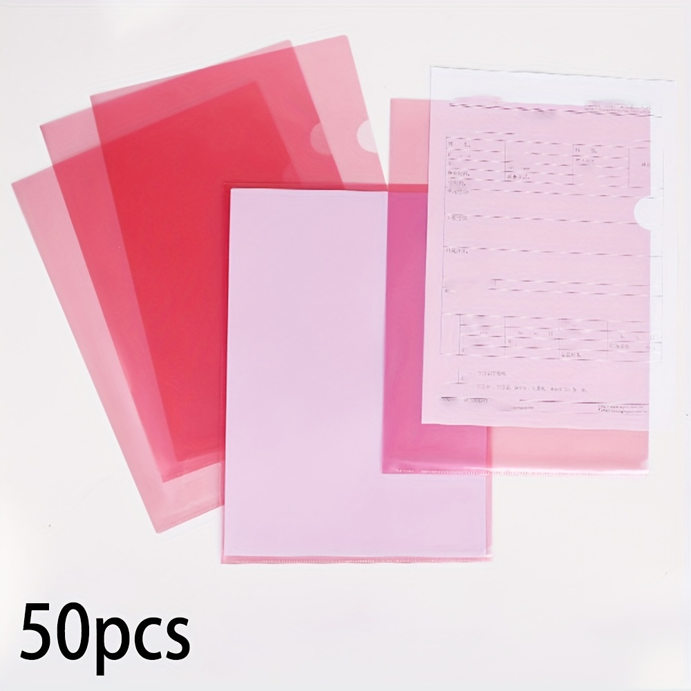 ENIYUU Pack of 50 Clear L-Shaped Polypropylene (PP) Sheet Protectors ...