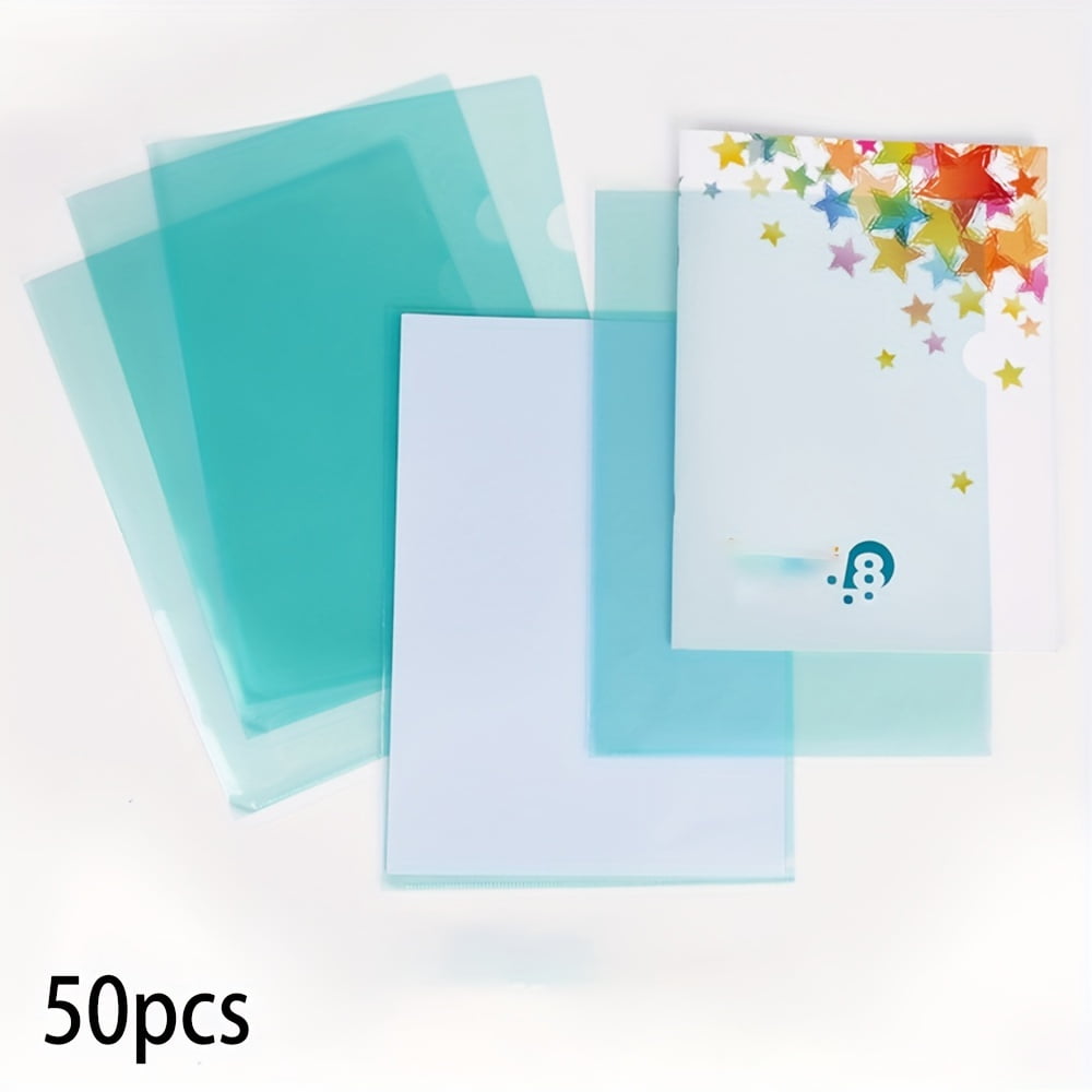 ENIYUU Pack of 50 Clear L-Shaped Polypropylene (PP) Sheet Protectors - Office Document Sleeves ...