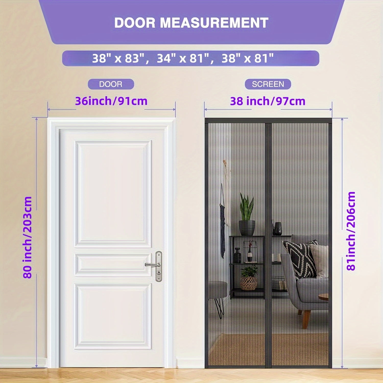 ENIYUU Retractable Magnetic Screen Door - Self-Sealing Heavy Duty Pet ...
