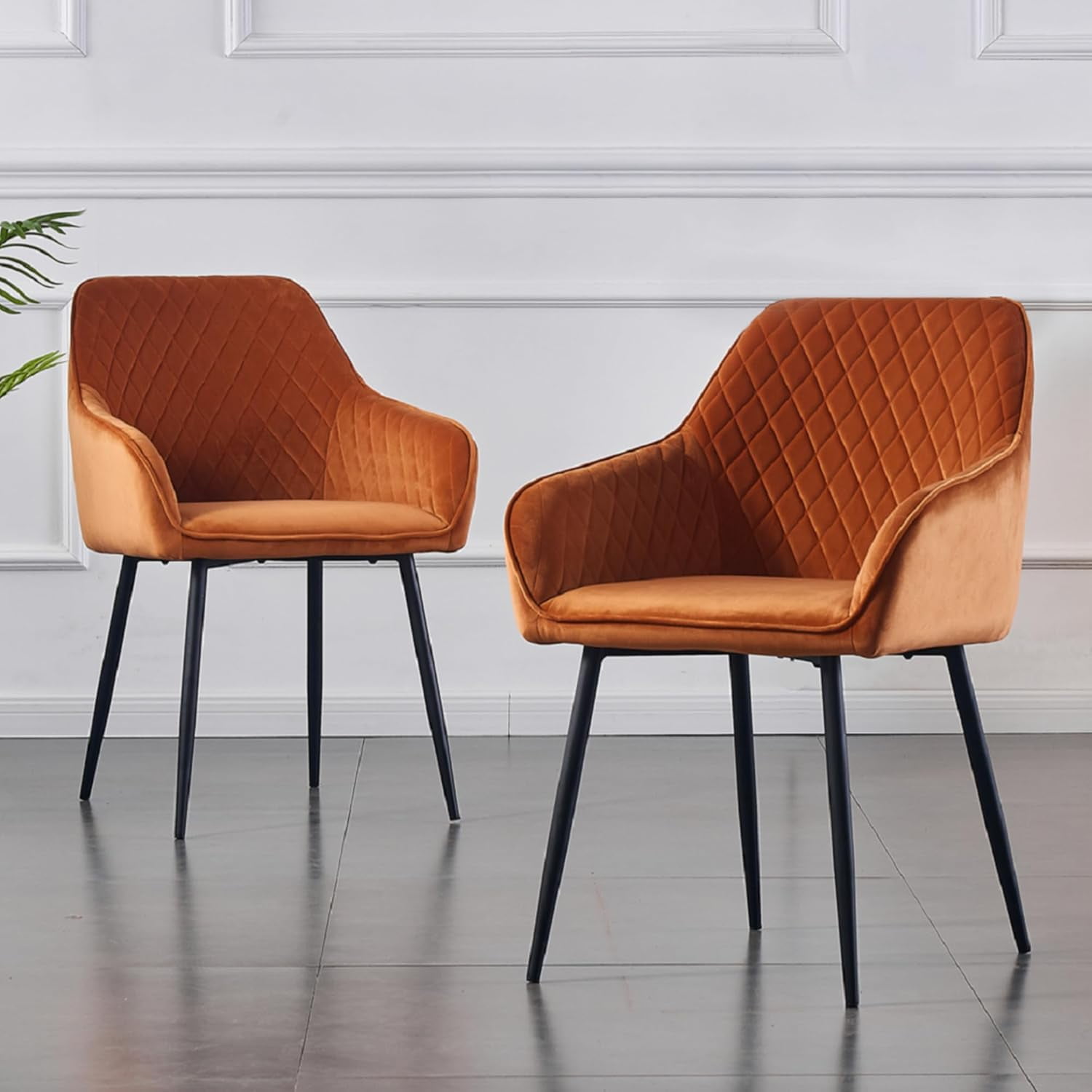 ENJAOUSLF Dining Chairs Set of 2 Orange Velvet Dining Room Chairs with ...