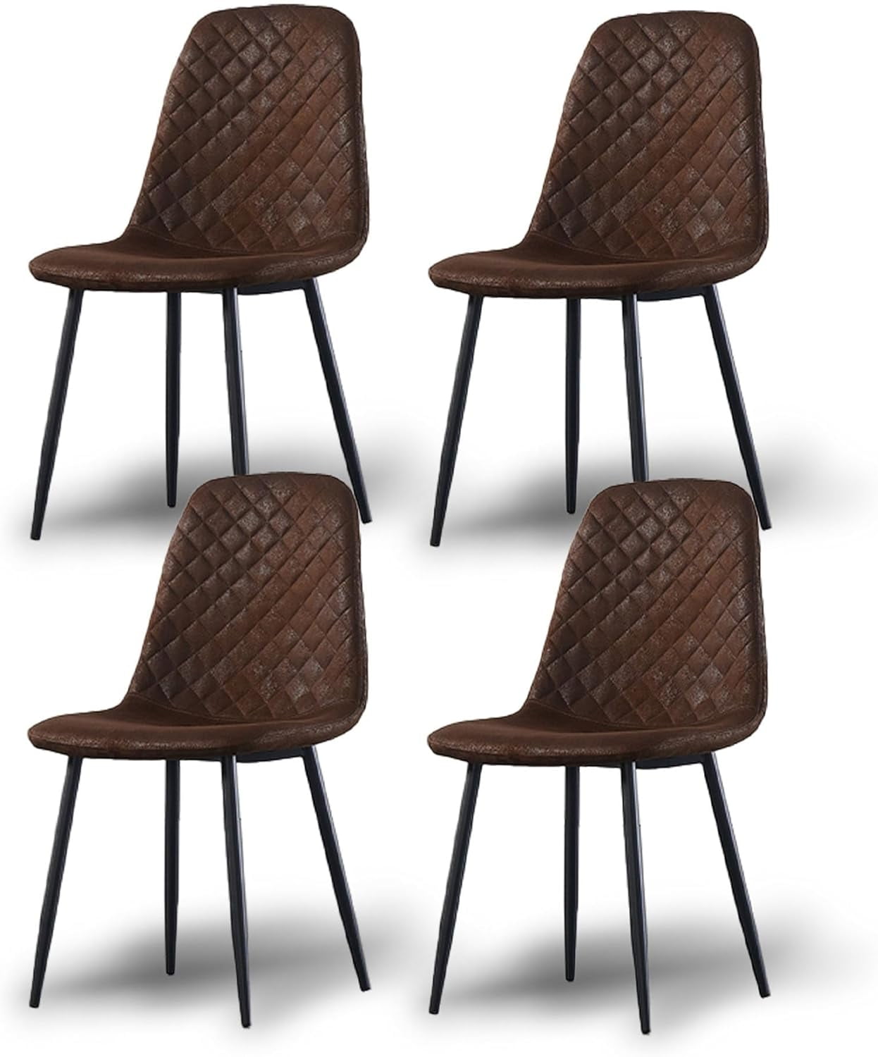 ENJAOUSLF Dining Chairs Set of 4 Suede Brown Kitchen Chairs Upholstered ...