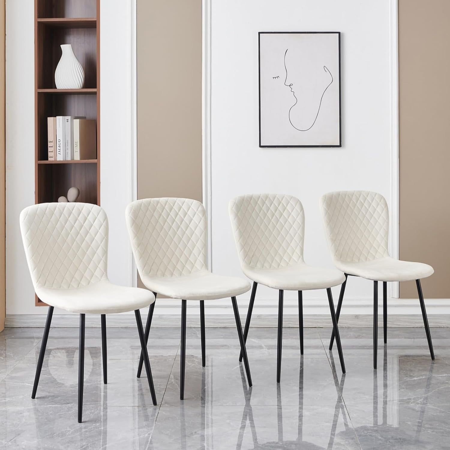 ENJAOUSLF Dining Chairs Set of 4 Velvet Brown Kitchen Chairs Set ...