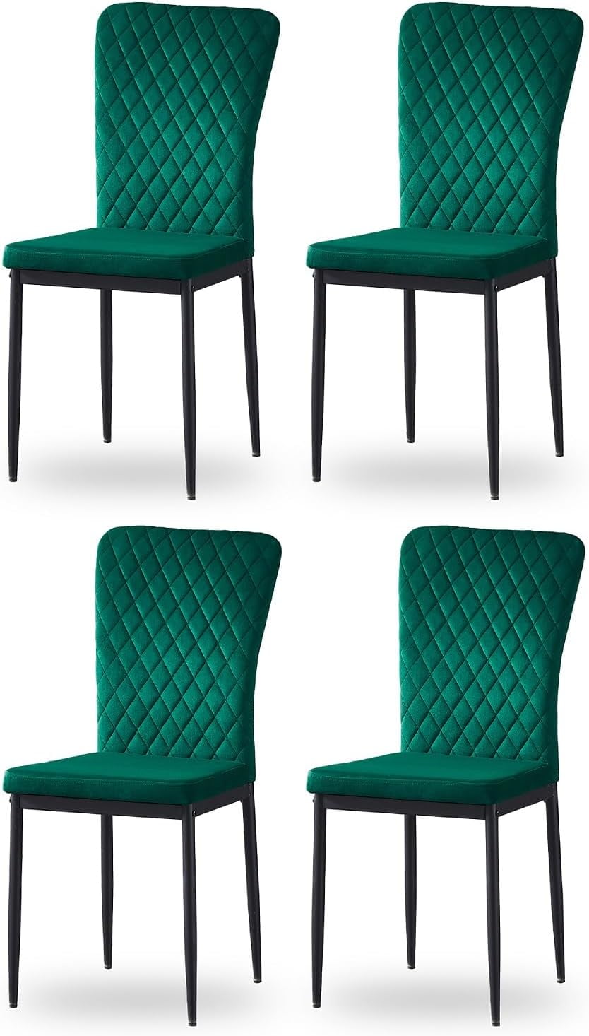 ENJAOUSLF Dining Chairs Set of 4 Velvet Upholstered Padded Seat Tufted ...