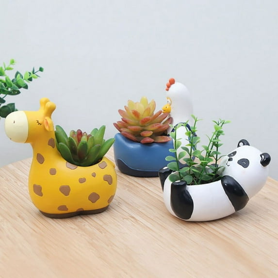 Cute Hippo Succulent Pot, Mini Resin Flower Vase, Desk Decoration with ...