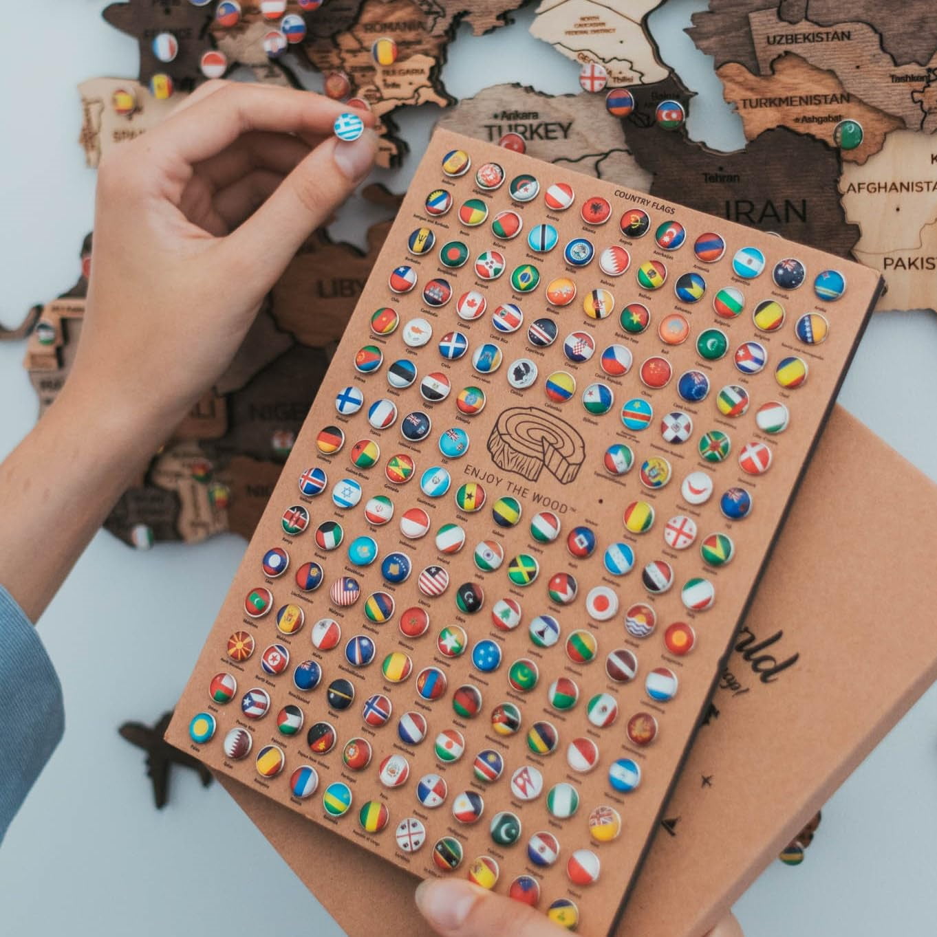 ENJOY THE WOOD 3D Wood World Map Wall Art Large Wood Wall Décor ...