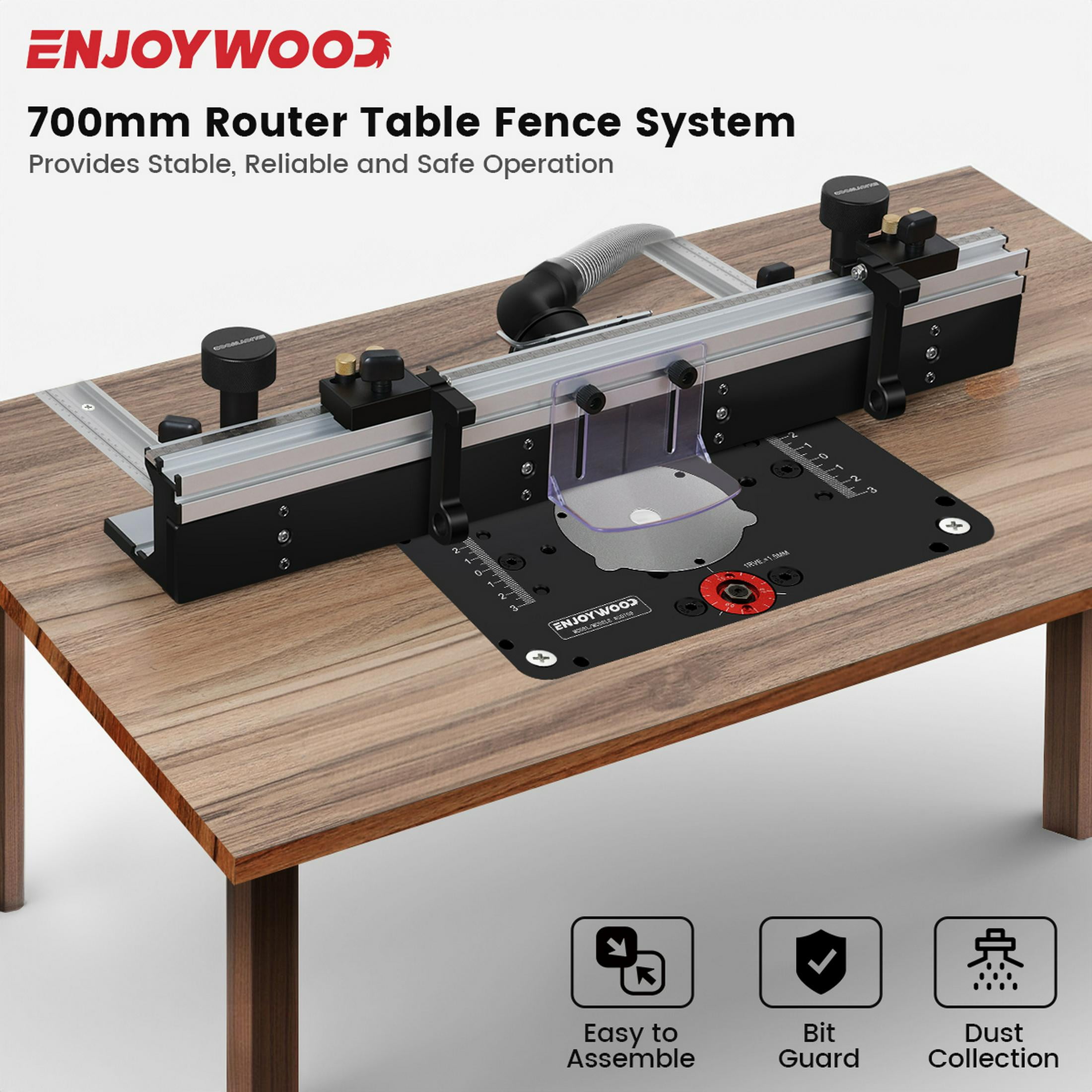 ENJOYWOOD 700mm Woodworking Router Table Fence Aluminium Alloy Profile ...